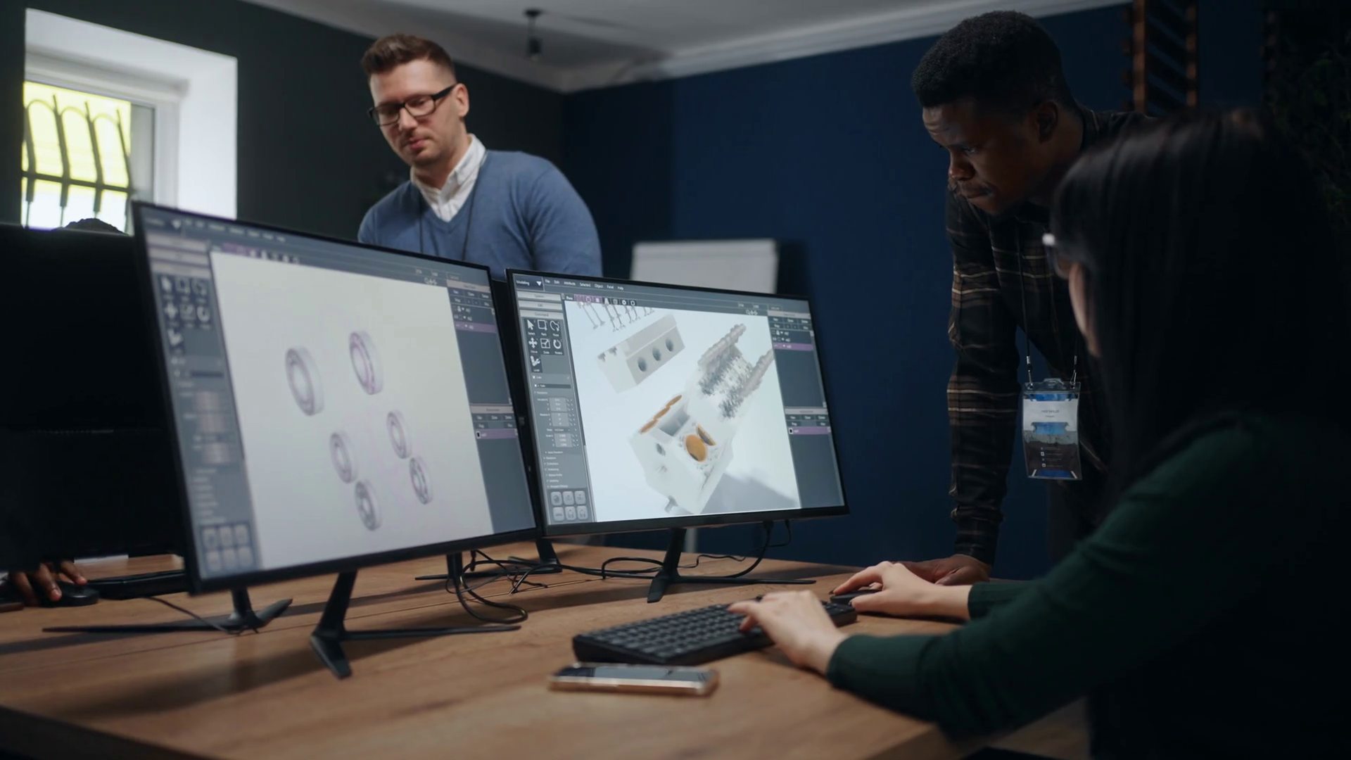 International Team Of Engineers Creating 3d Stock Footage SBV-347410813 ...