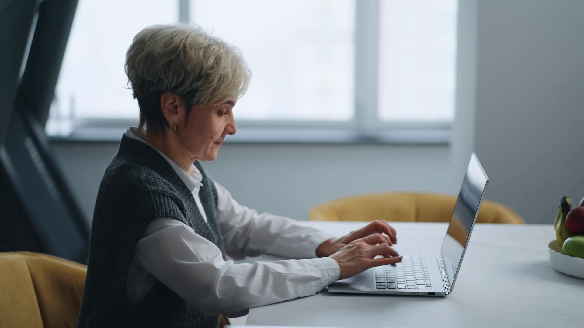 Mature Lady Working On Laptop At Home Office Stock Footage SBV ...