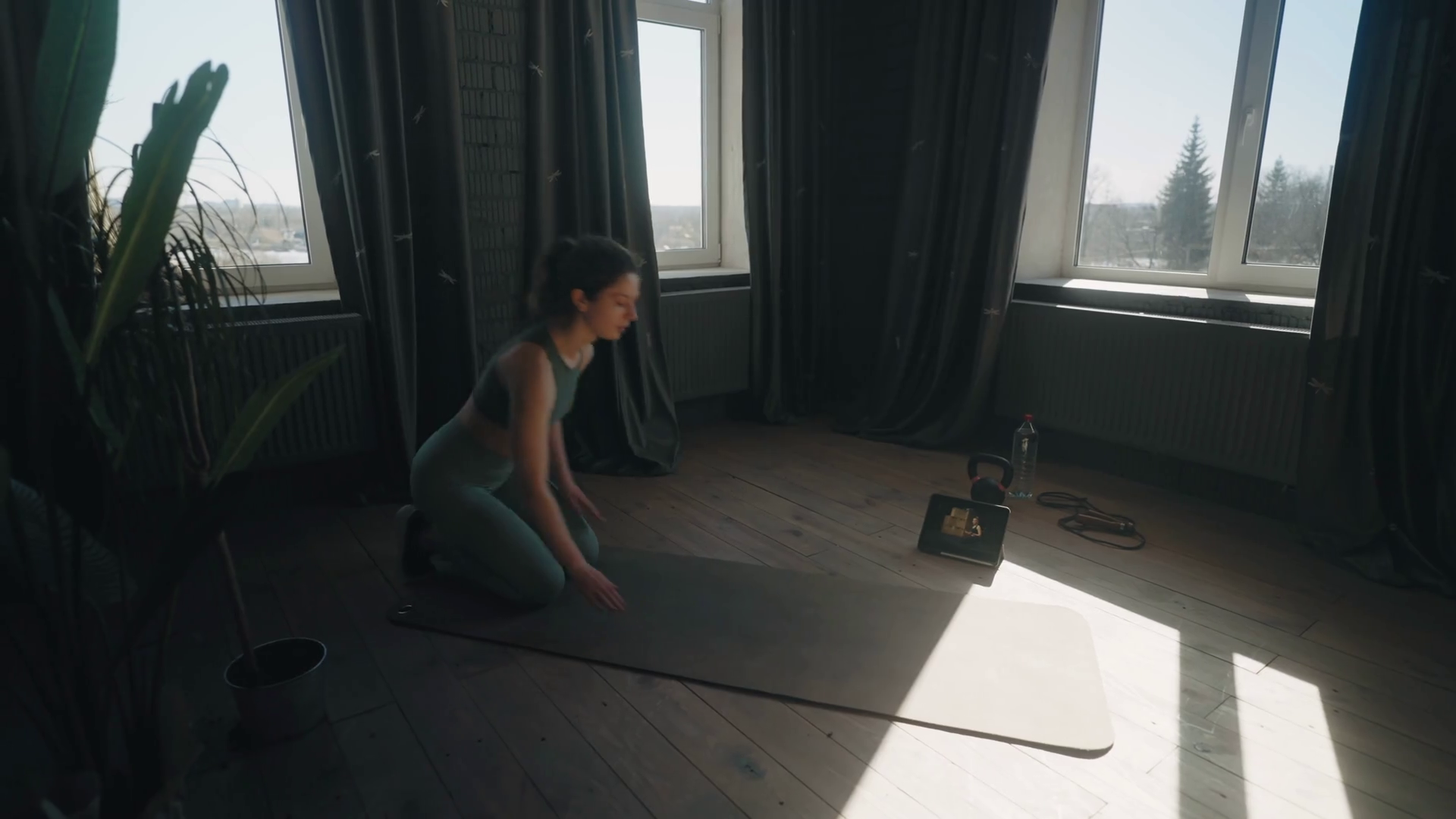 Young Sportswoman Training Alone At Home Stock Footage SBV-347550051 ...