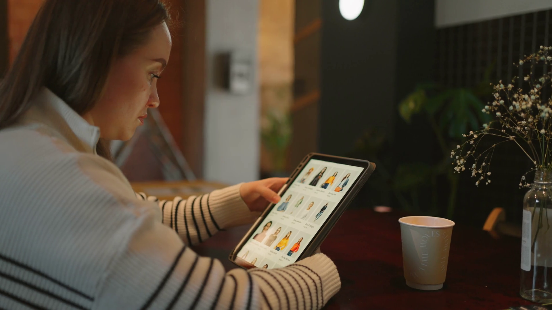Efficient Shopping: Woman Uses Tablet To Stock Footage SBV-347665591 ...