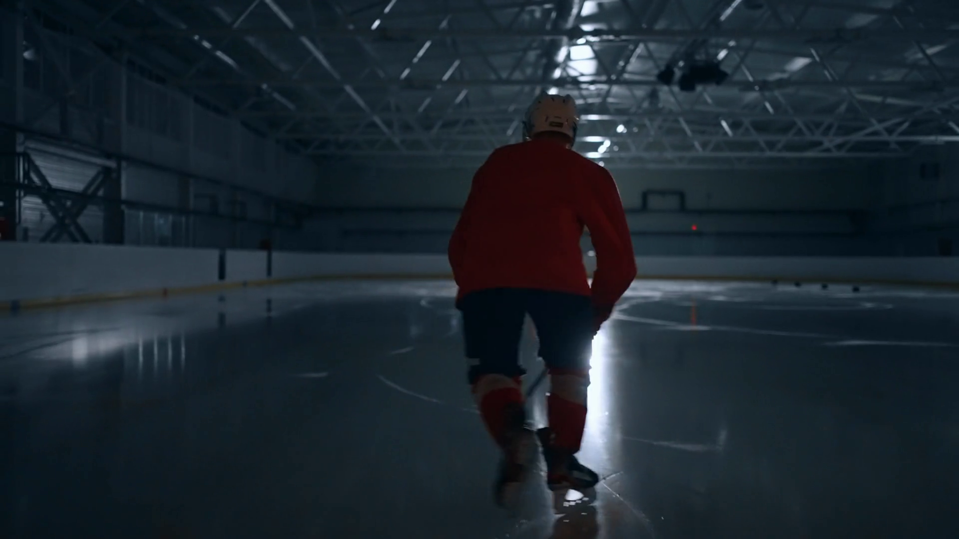 Ice Hockey Player Training Alone On Ice Rink Stock Footage SBV ...
