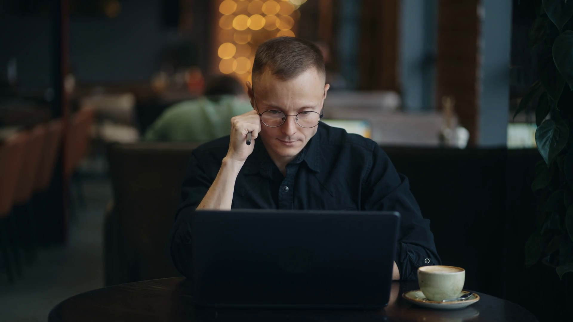 Freelancer With Laptop In Cafe Trader Stock Footage SBV-347693979 - Storyblocks