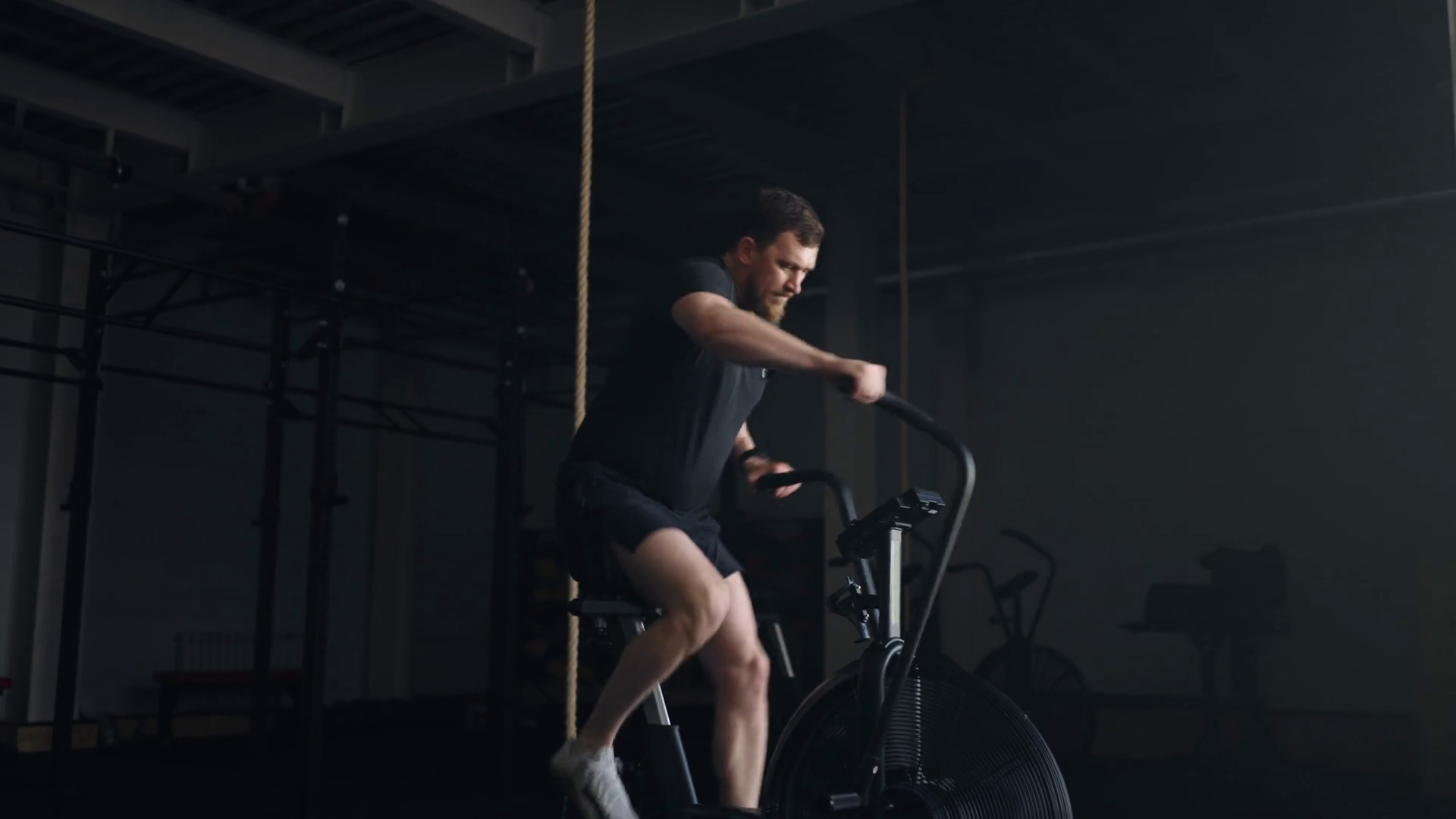 Athletic Man Exercising On Stationary Bike Stock Footage SBV-347773783 ...
