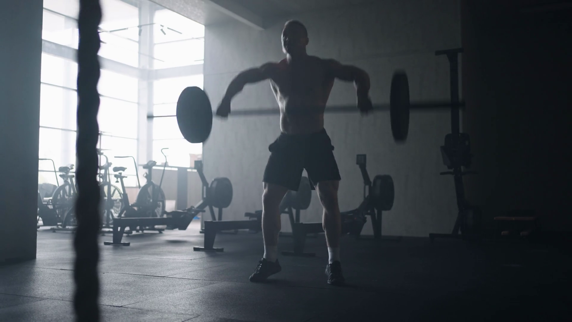 Deadlift Powerlifting Silhouette Of Muscular Stock Footage SBV ...