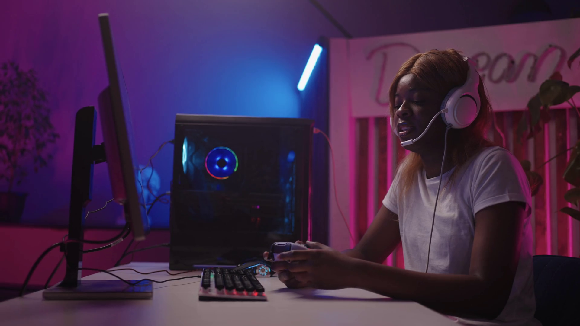 Pro Gamer Girl Streaming Playing Game Online Stock Footage SBV ...