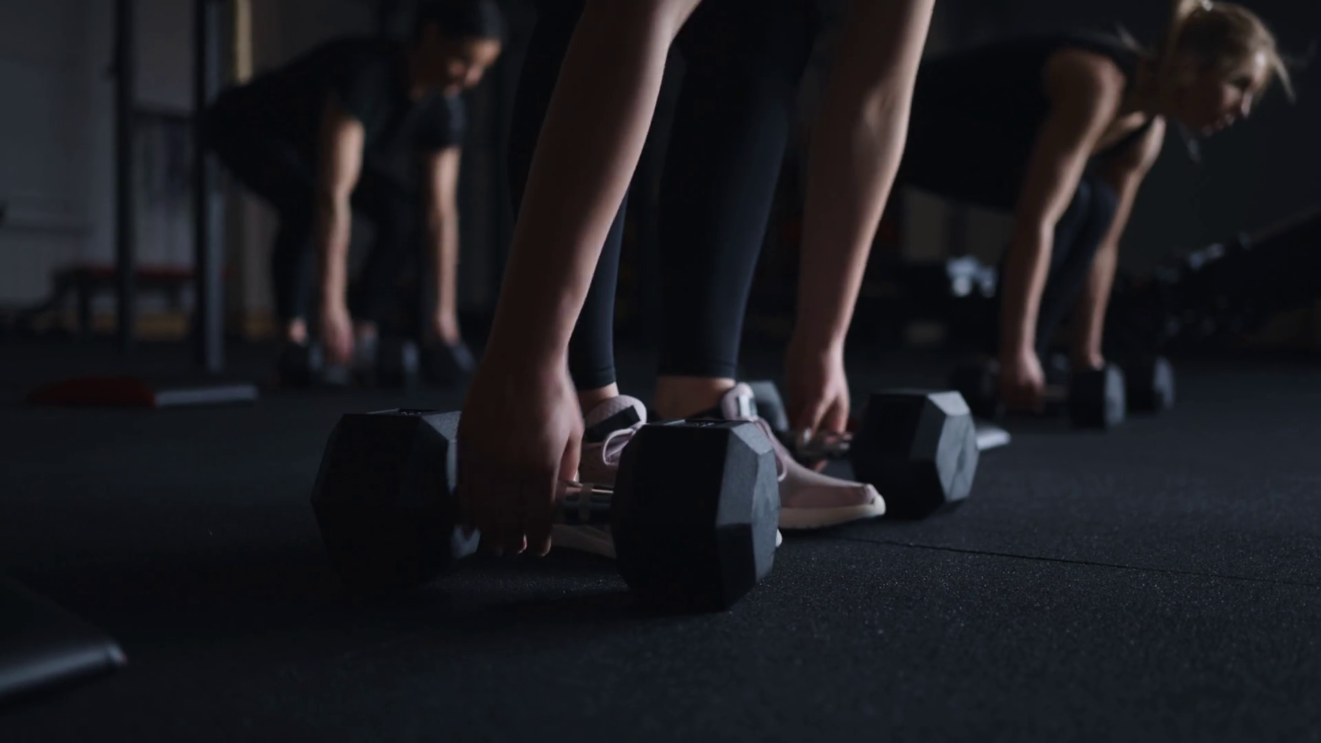 Fitness Exercise With Dumbbells In Gym Group Stock Footage SBV ...