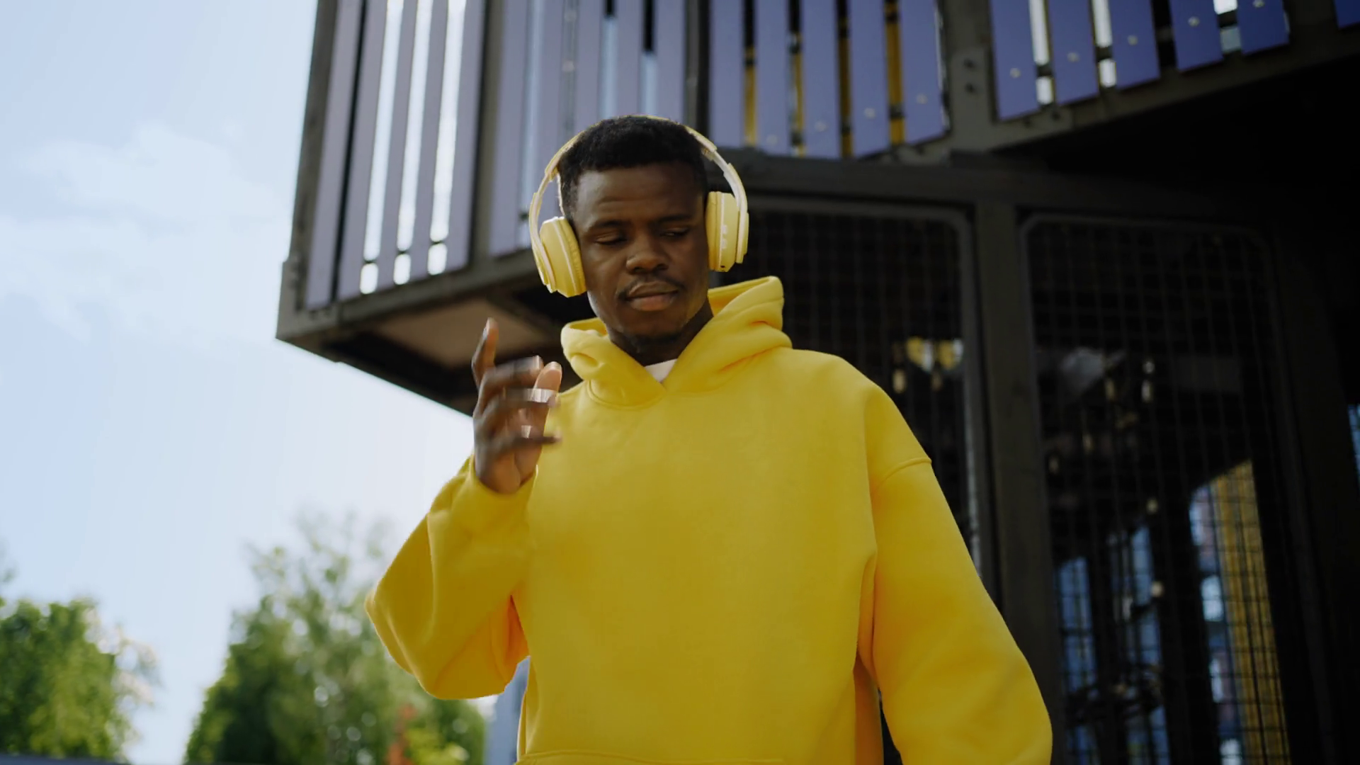 Happy Cool Back Guy Listening To Music In Stock Footage SBV-347810450 ...