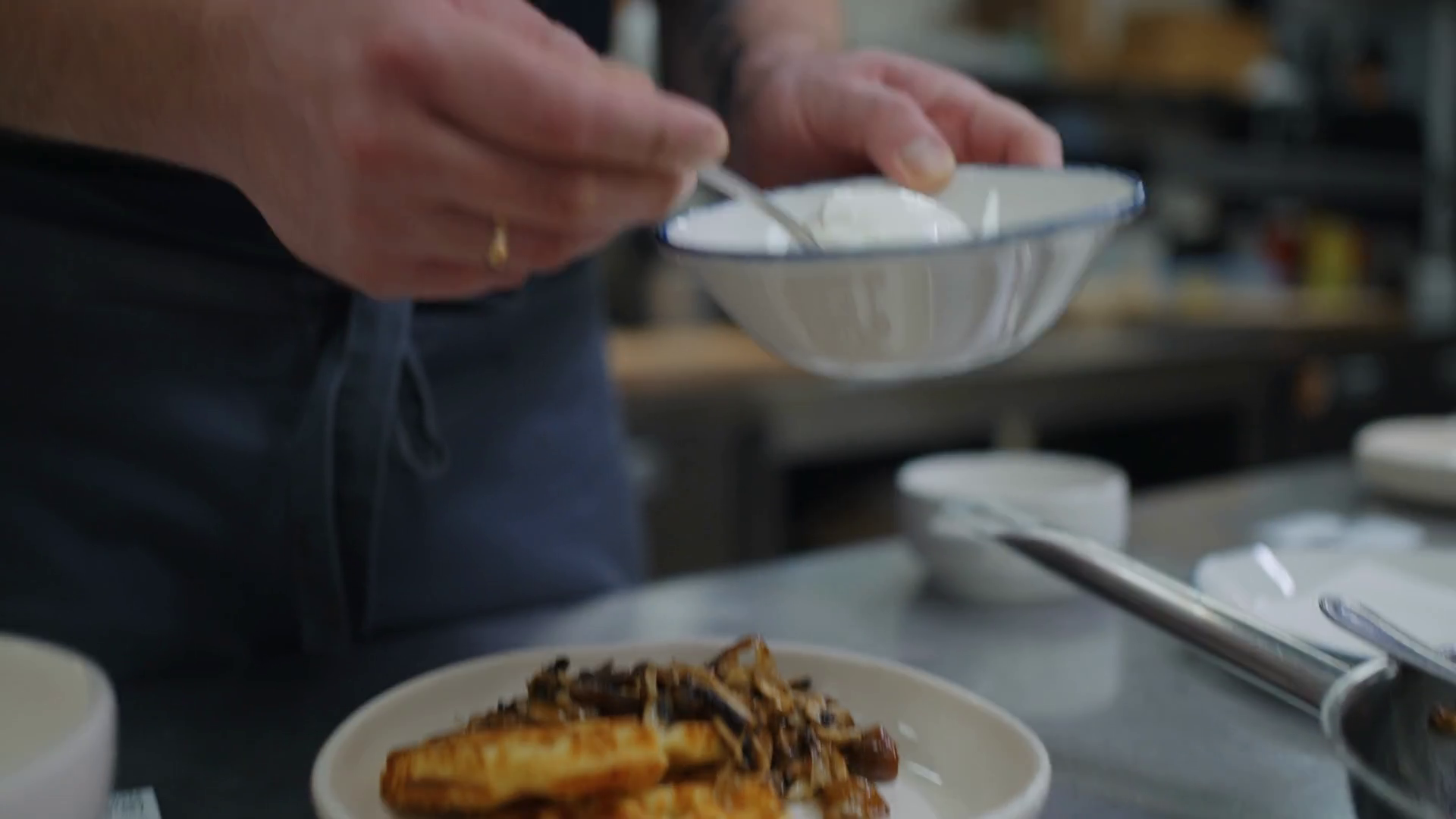 Chef Cooking Delicious Waffles With Topping Stock Footage SBV-347789081 ...