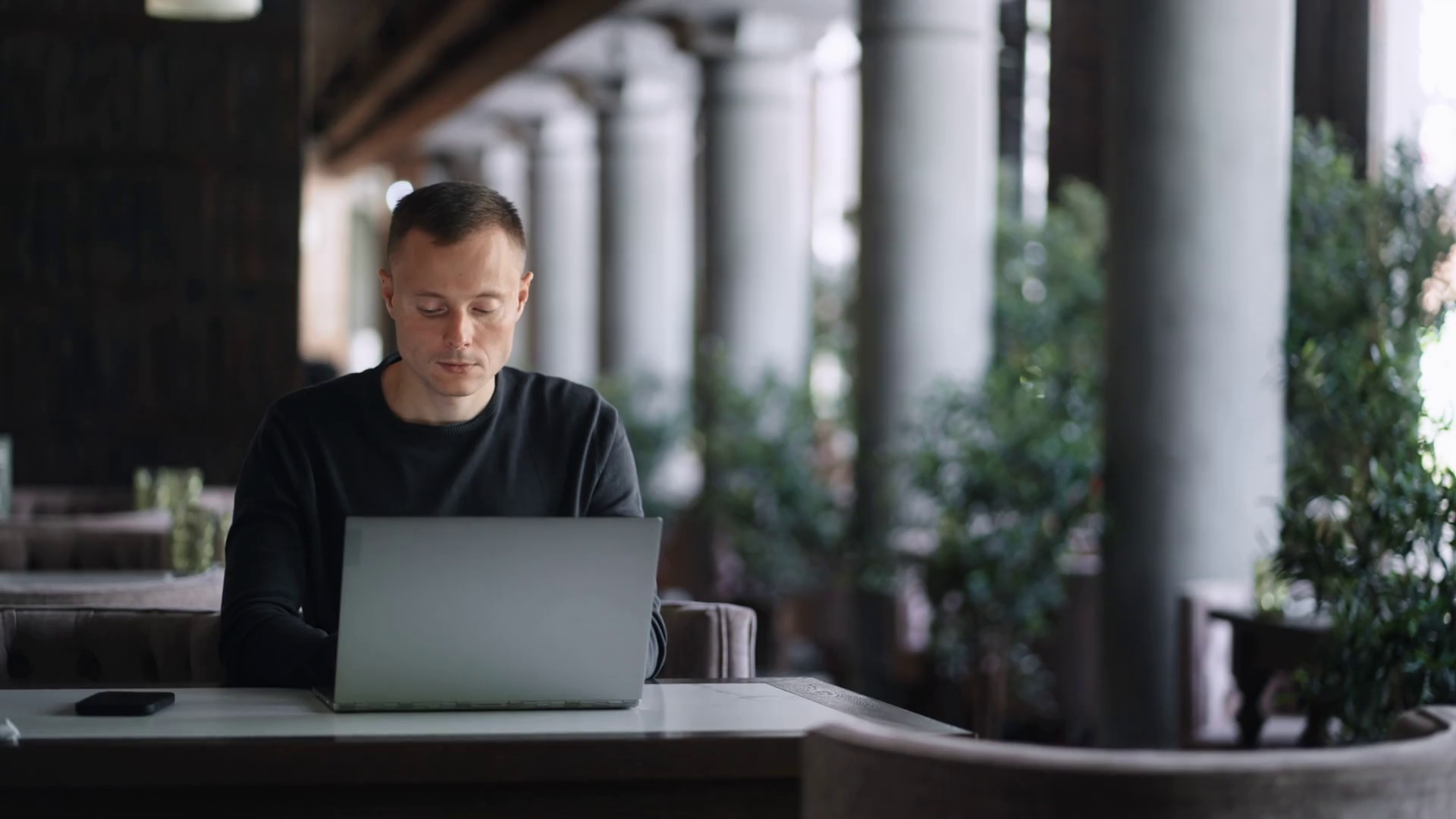 Smart Man Working With Laptop In Cafe Stock Footage SBV-348383318 ...