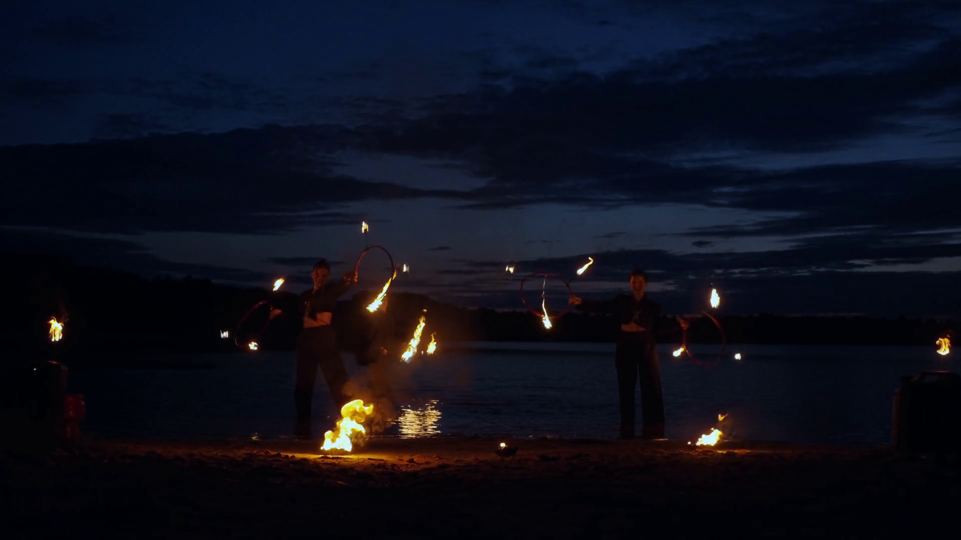 Mysterious Fire Performance On River Beach Stock Footage SBV-348519318 ...