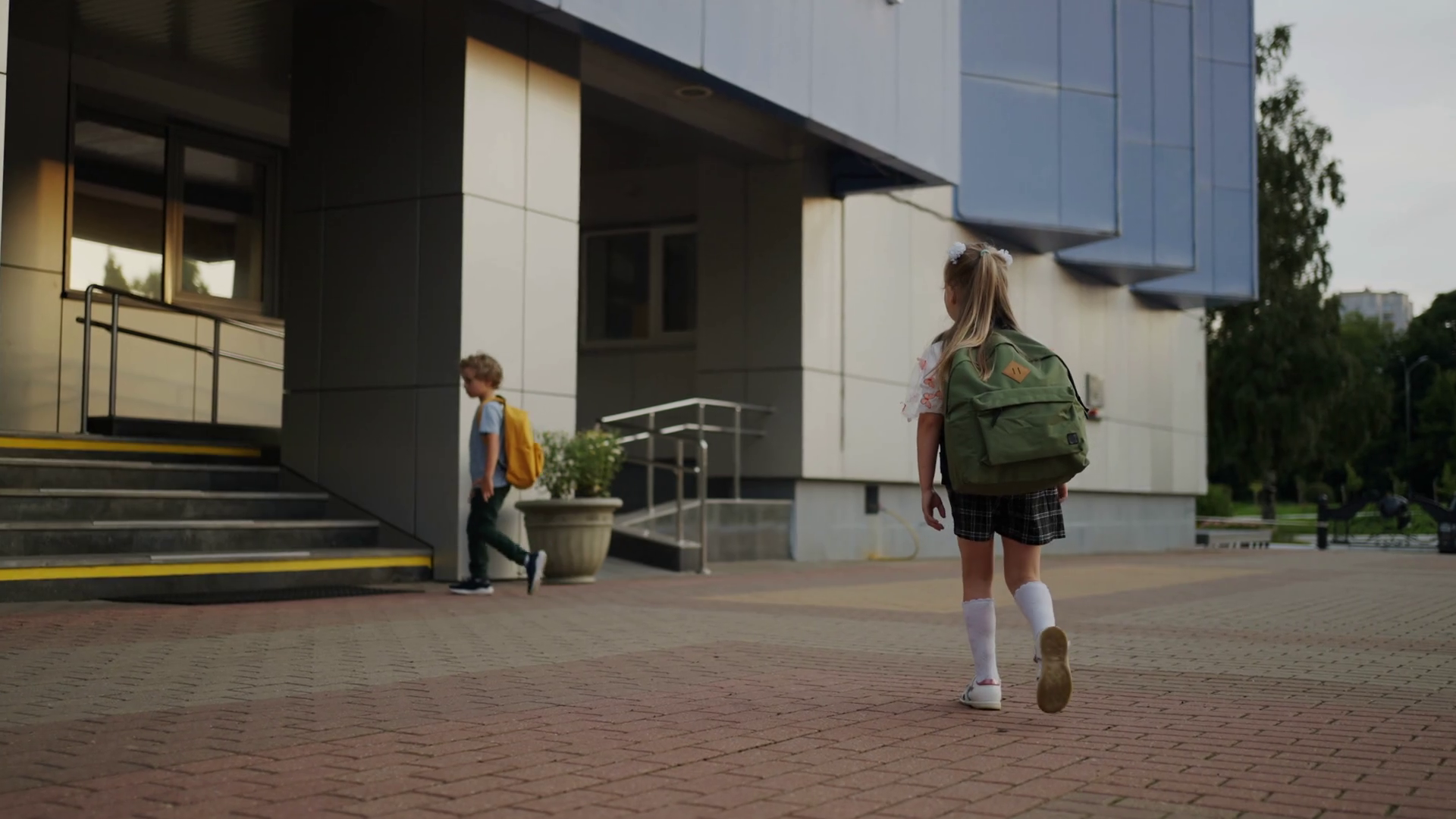 Children Go To School In September Morning Stock Footage SBV-348445324 ...