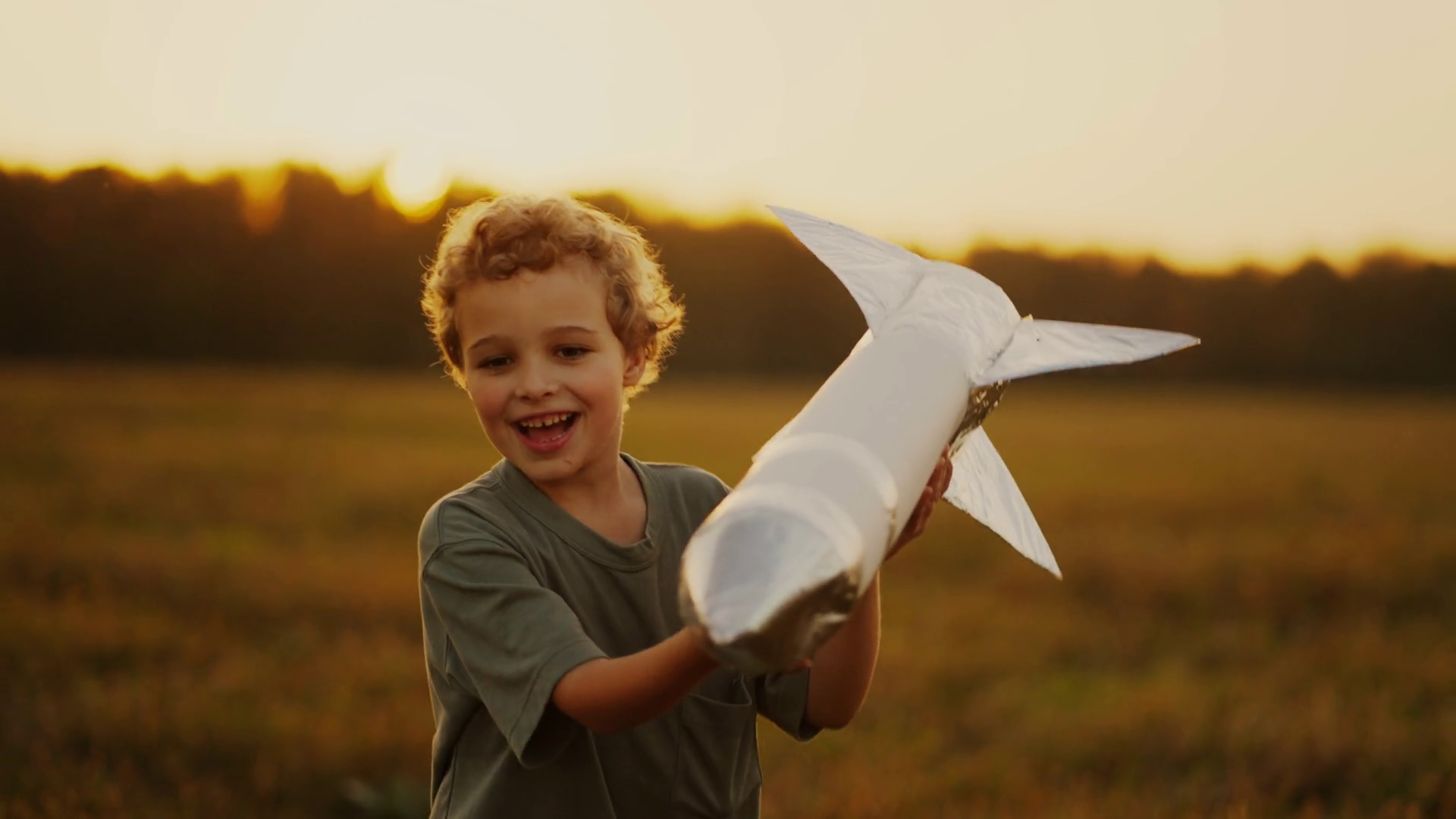 Happy Little Boy Playing With Handmade Toy Stock Footage SBV-348567114 ...