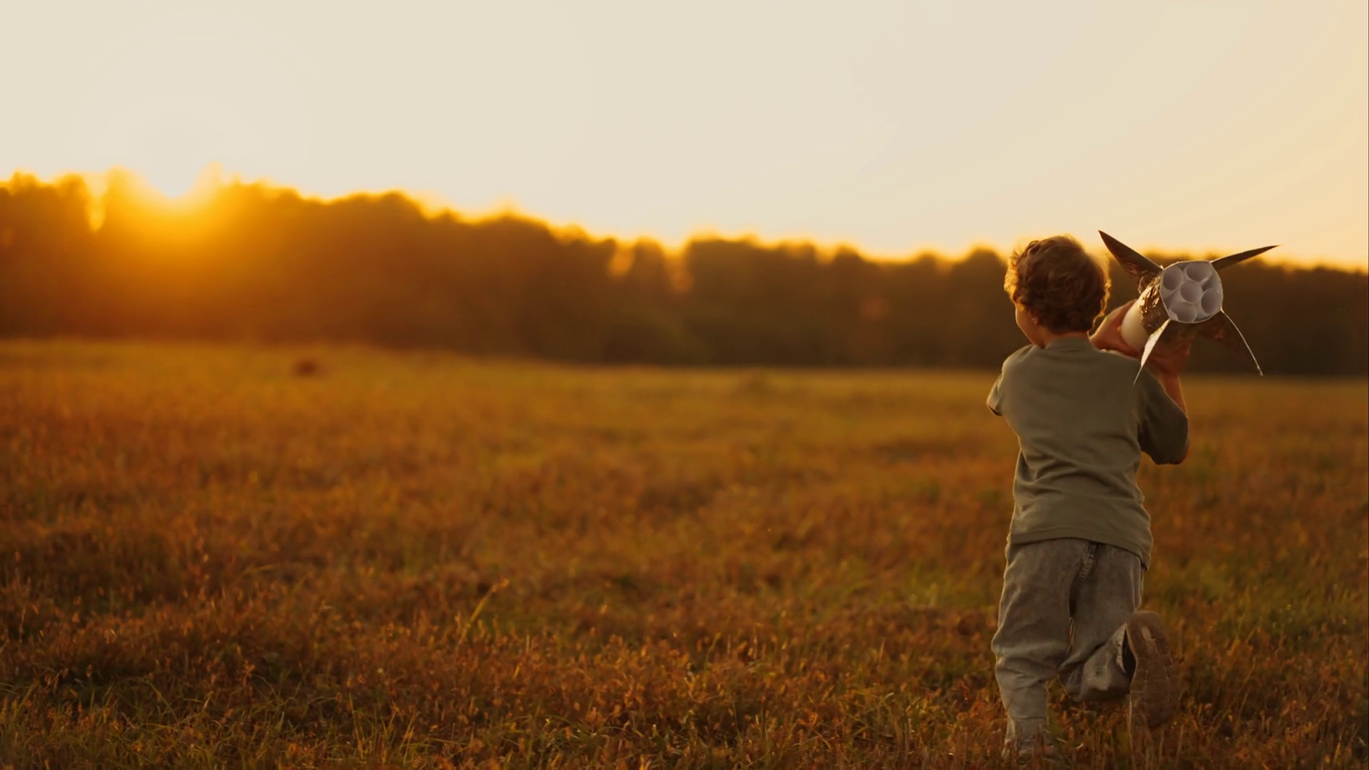 Happy Little Boy Running In Field Launching Stock Footage SBV-348576321 ...