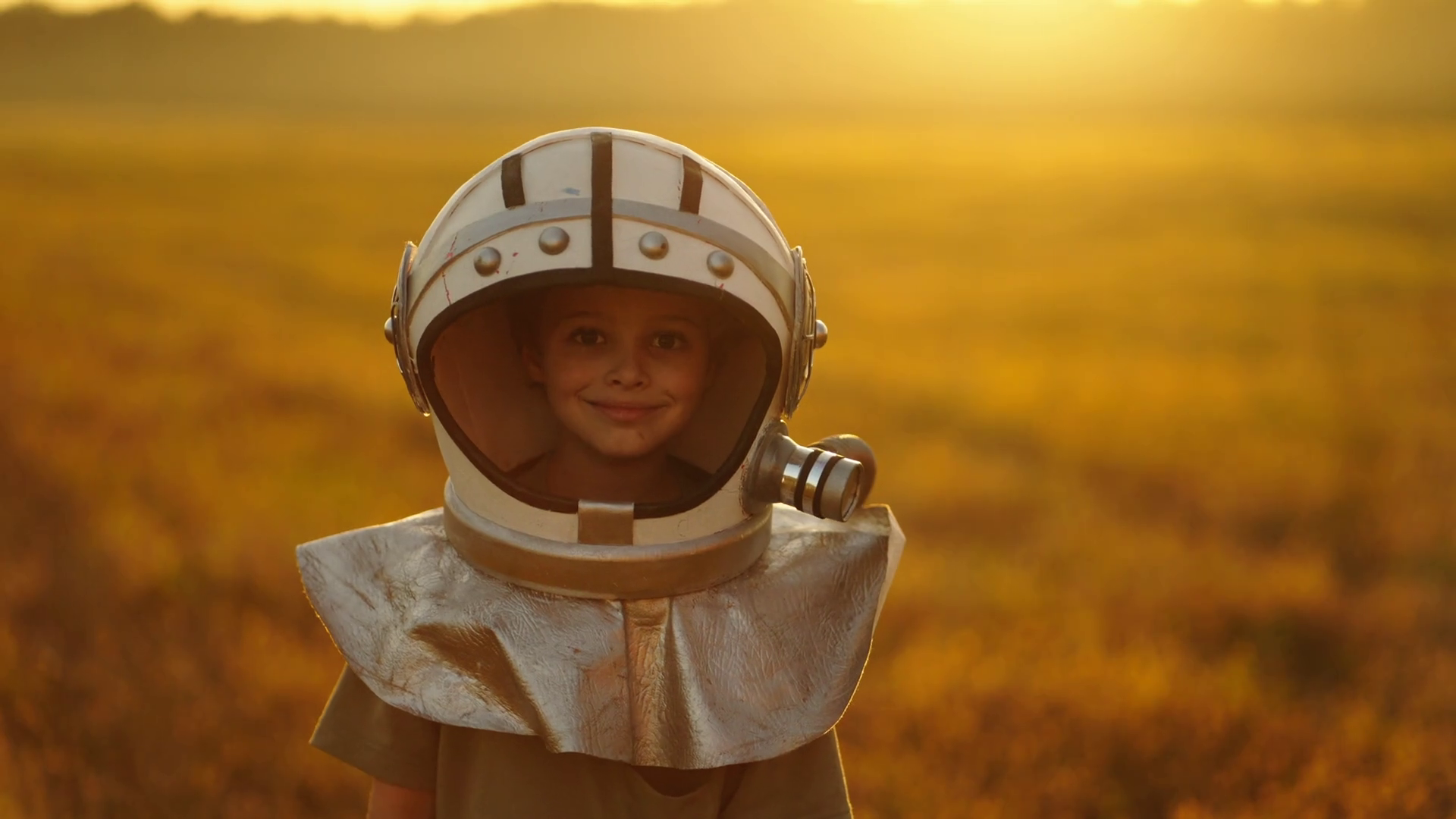 Happy Little Boy In Space Suit With Helmet Stock Footage SBV-348566490 ...