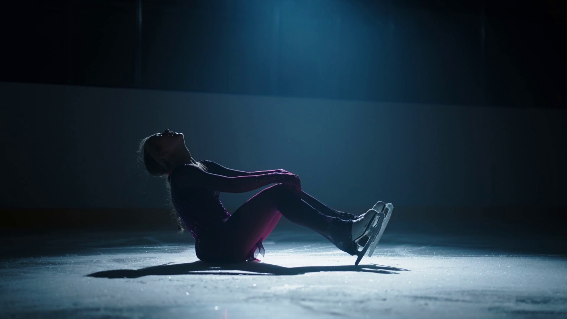 Figure Skater Teen Girl Sitting On Ice Stock Footage SBV-348591428 ...