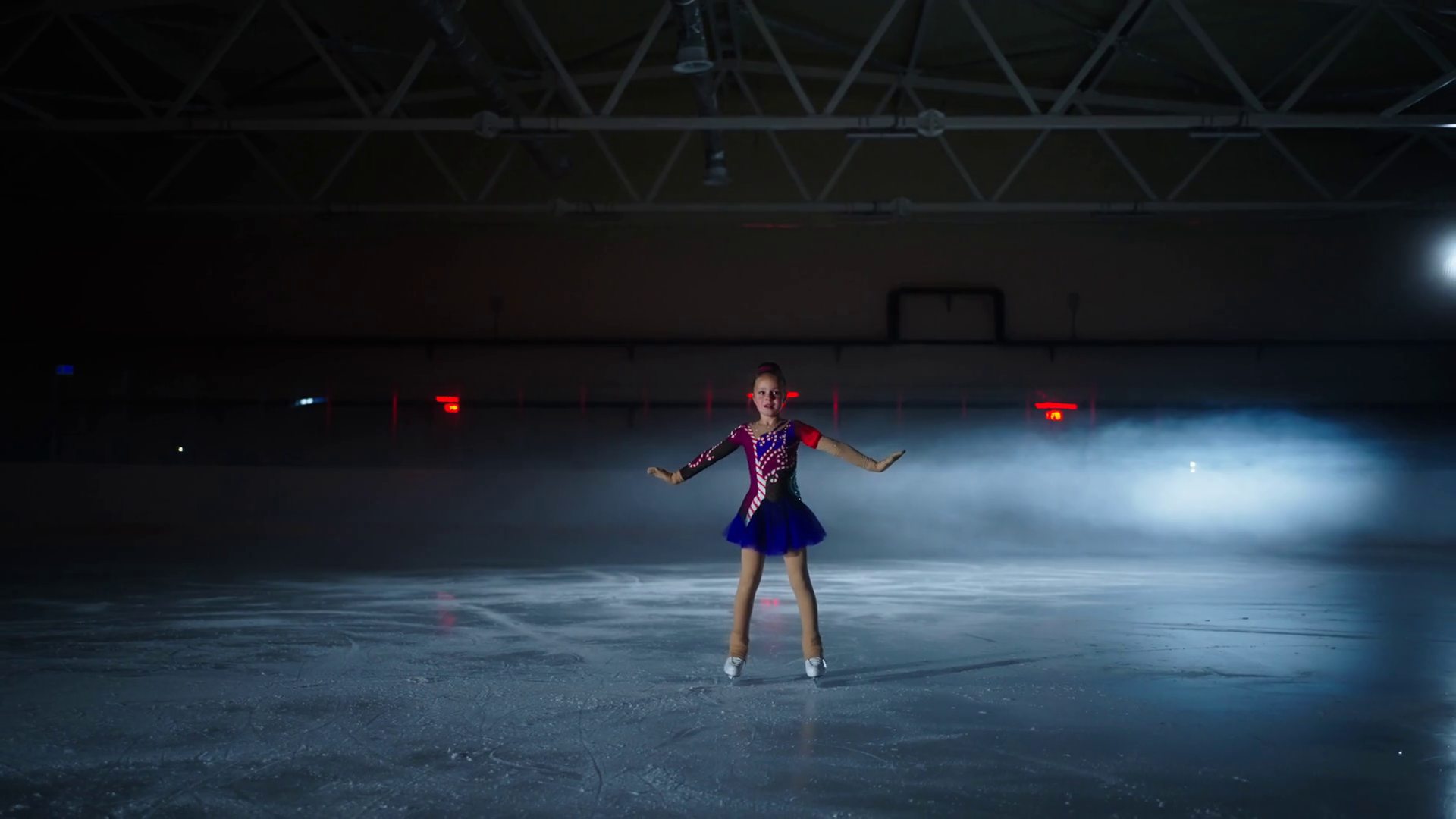 Little Girl Skating On Ice In Dark Ice Rink Stock Footage SBV-348642561 ...