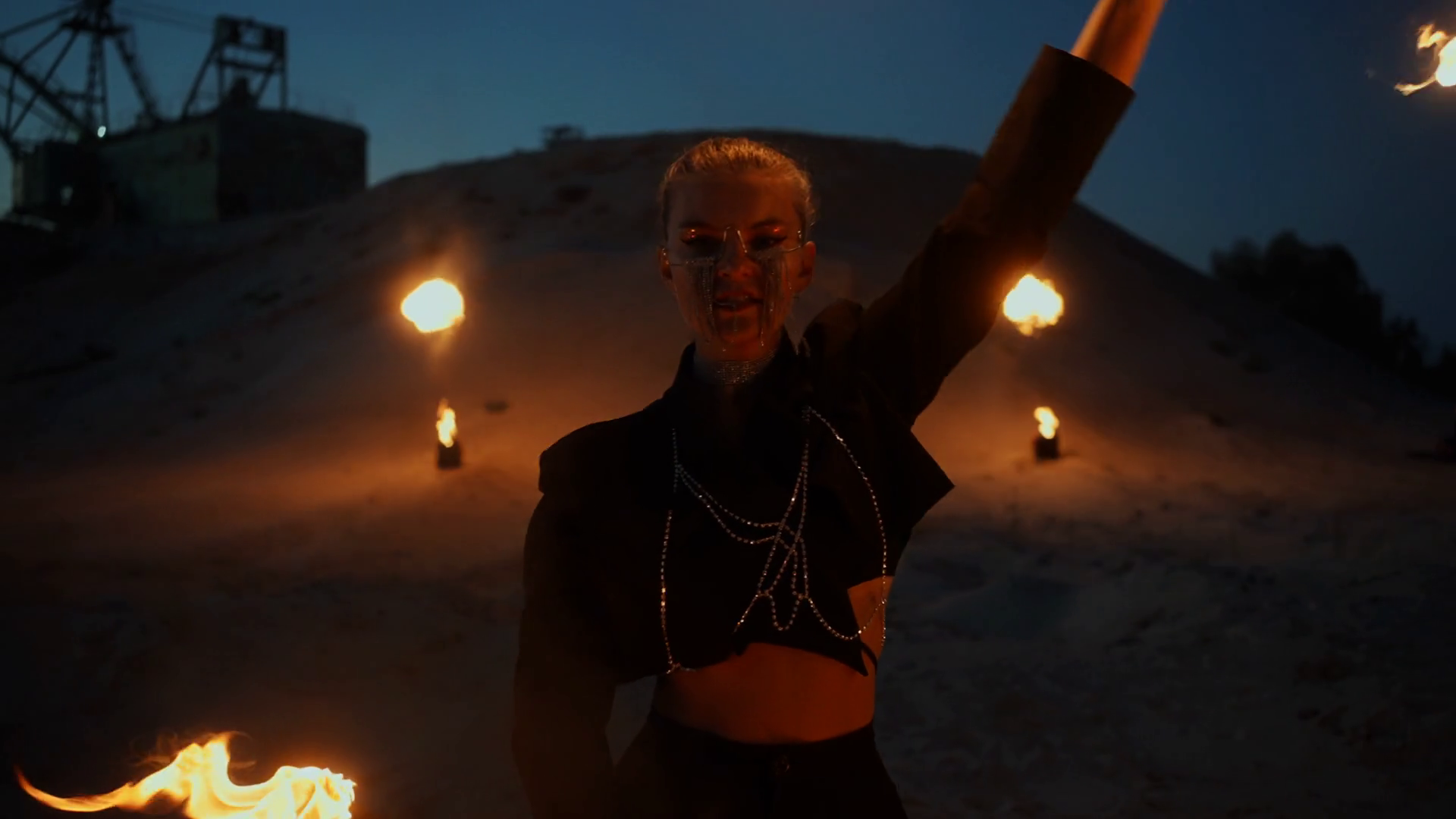 Passionate Dance With Fire Portrait Of Stock Footage SBV-348599896 ...