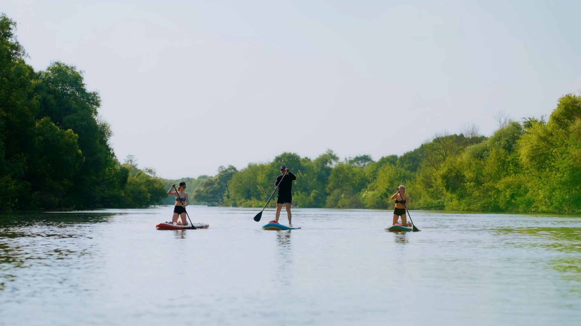 Group Rafting On Sup Boards In River In Stock Footage SBV-348762226 ...