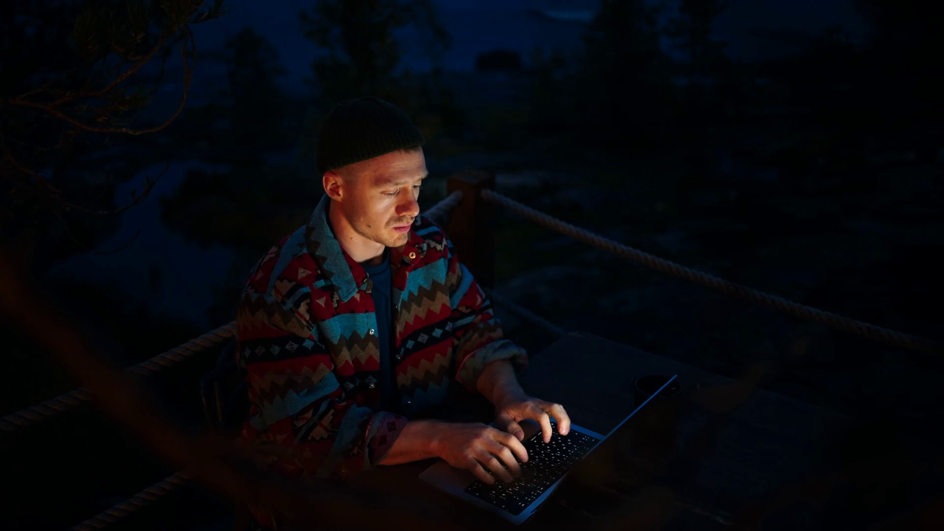 Hacker Working On Computer In Night Portrait Stock Footage SBV ...