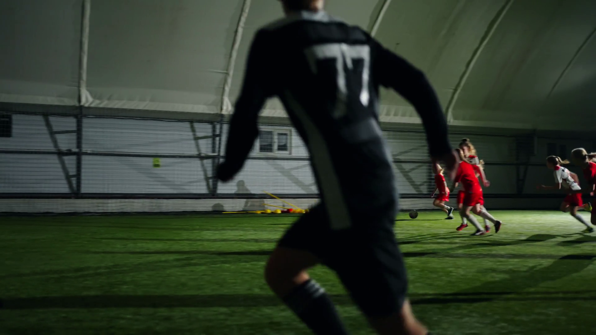 Junior Girls Soccer Team Training Indoors Stock Footage SBV-348835629 ...