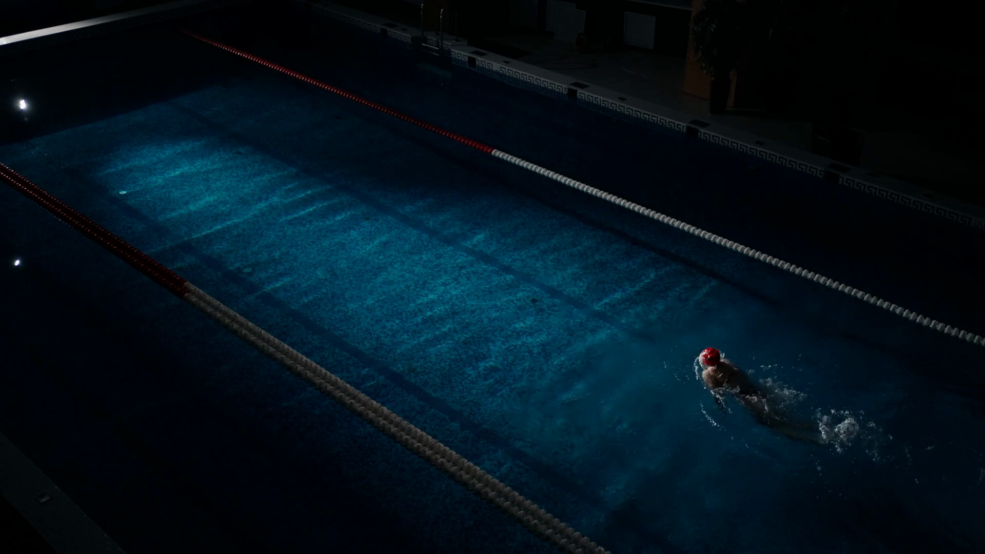 Female Swimmer In Red Swimsuit Practicing Stock Footage SBV-348922940 ...