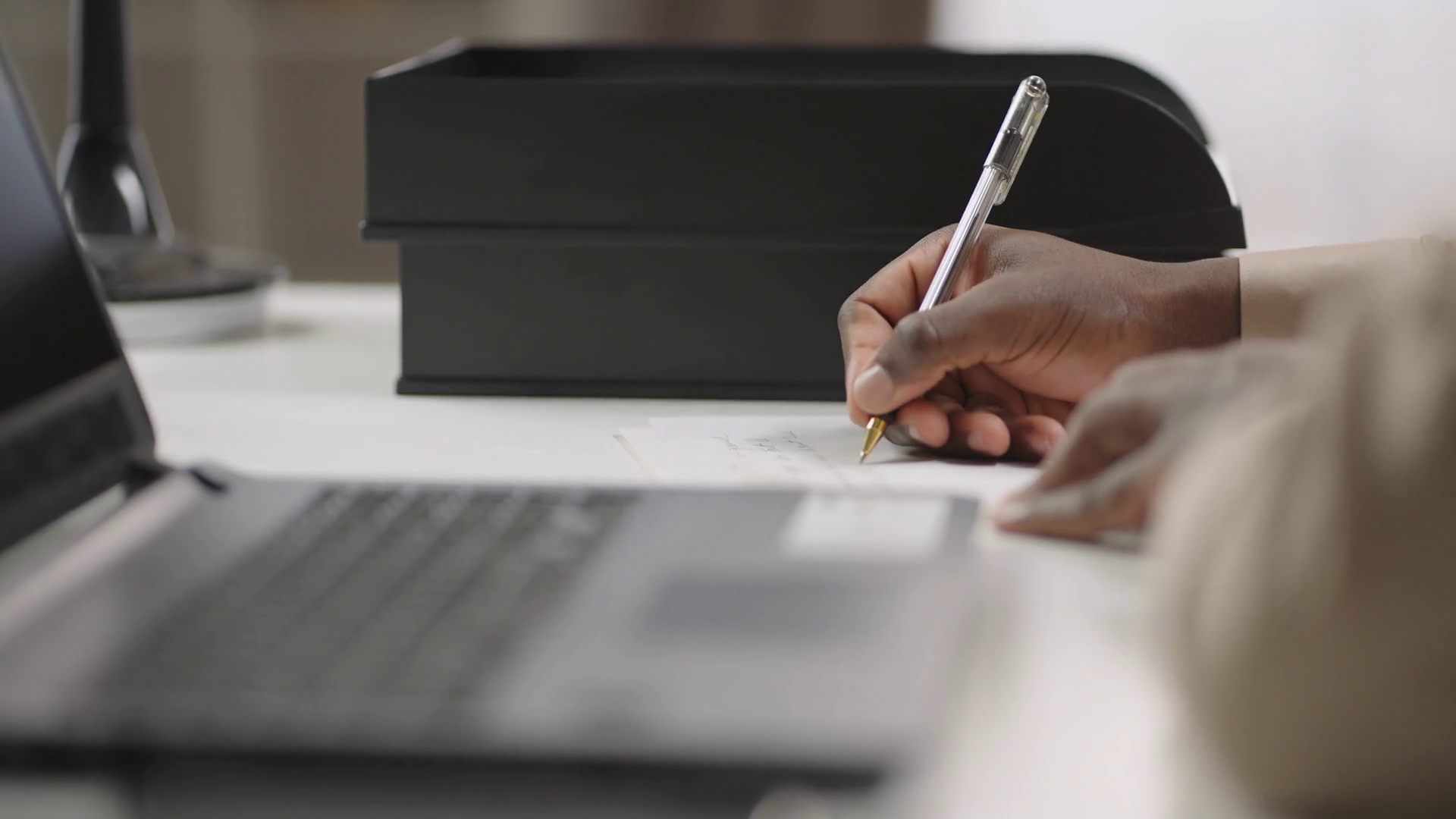 Afro-american Person Is Writing Notes On Stock Footage SBV-346458899 ...