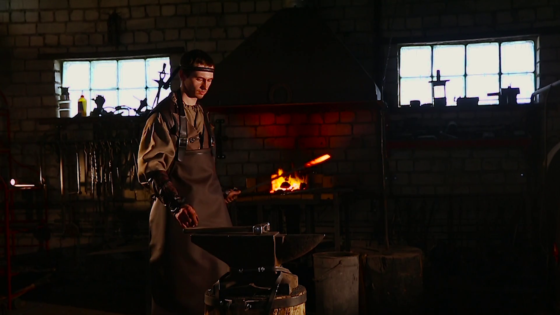 Cool Blacksmith Portrait In Workshop Stock Footage SBV-313755732 ...