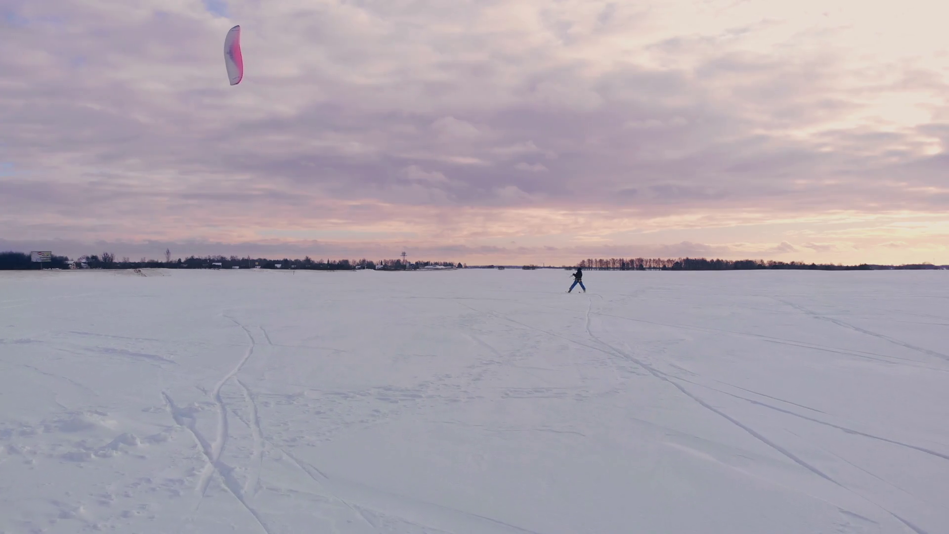 Kite Surfing On Frozen Lake In Winter At Stock Footage SBV-332304859 ...