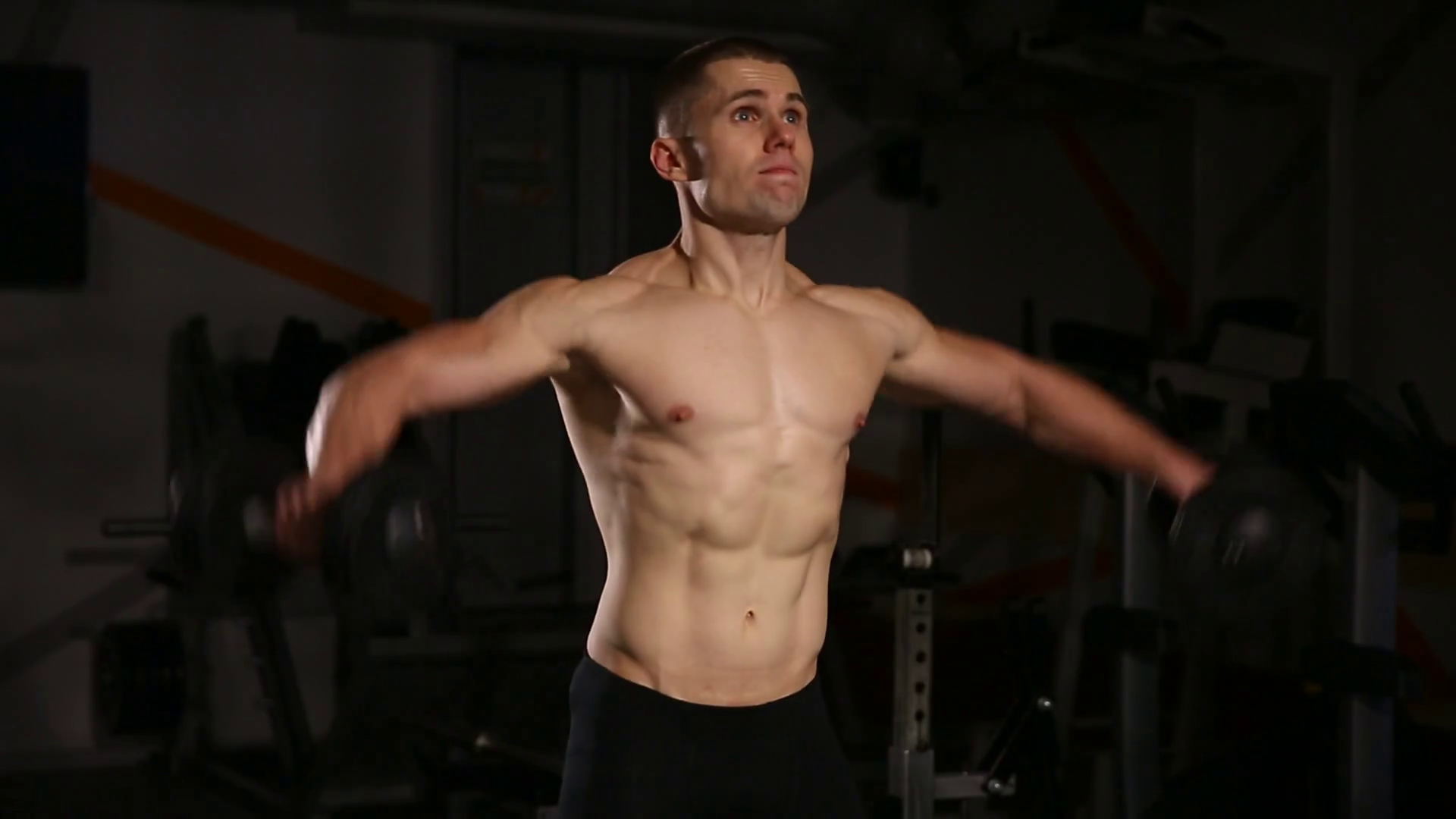 Rolled Man With Rippling Muscles Performing Stock Footage SBV-319359325 ...