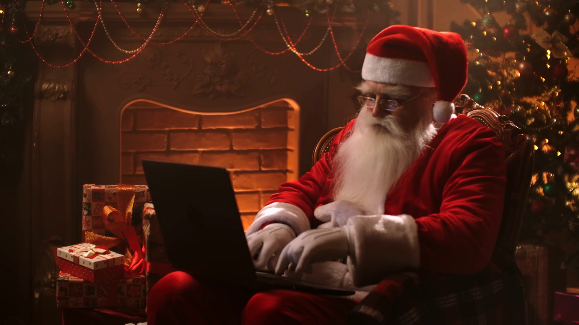 Santa's Magic Room Sits In Beam Of Light At Stock Footage SBV-338538976 ...