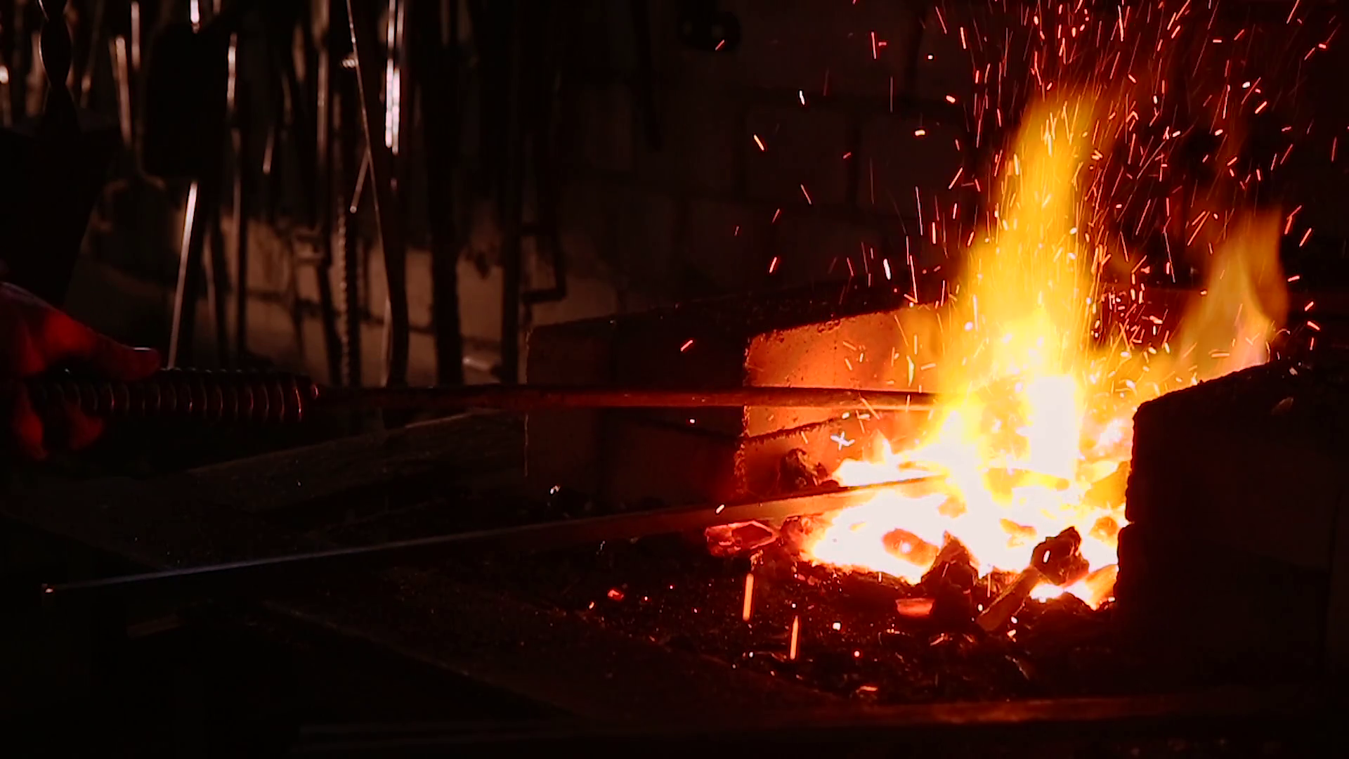 Slow Motion Blacksmith Forging Sword Stock Footage SBV-313756740 ...