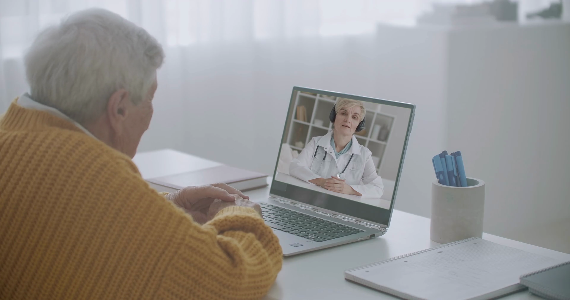 Telehealth Session Internet Old People Stock Footage SBV-338663578 ...