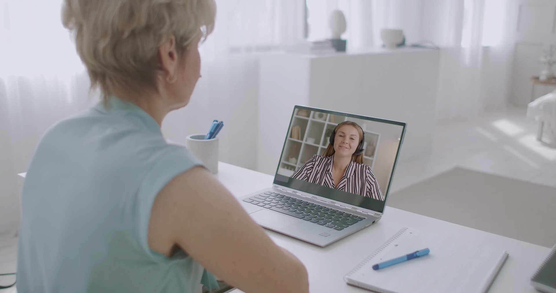 Two Women Are Chatting Online By Video Call Stock Footage SBV-338663646 ...