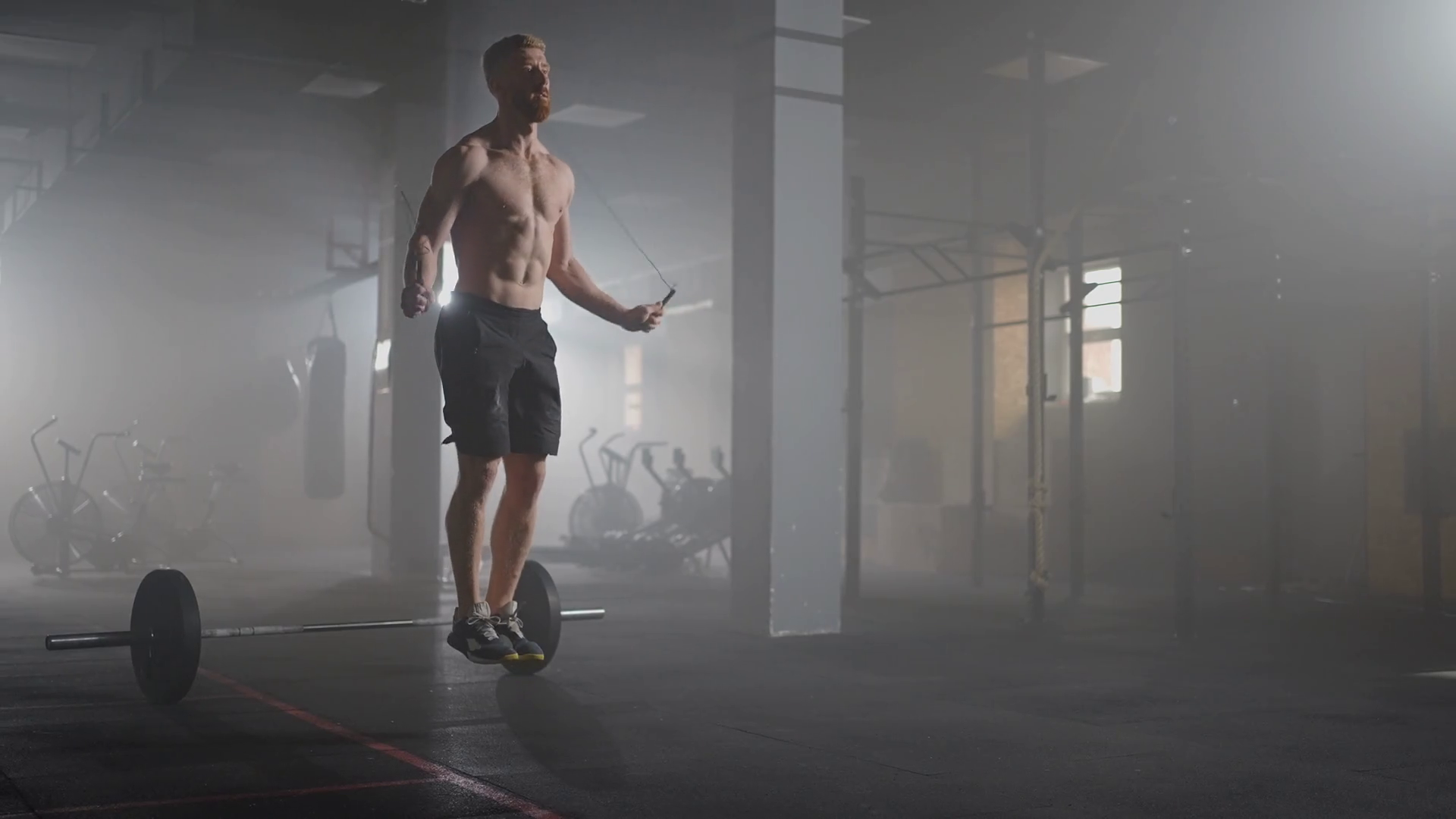 Young Man Exercising Using Skipping Rope In Stock Footage SBV-346609210 ...