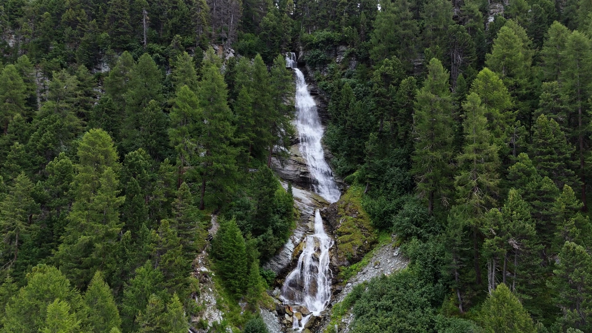 Aerial View Of Mountain River Forming Cascade Stock Footage SBV ...