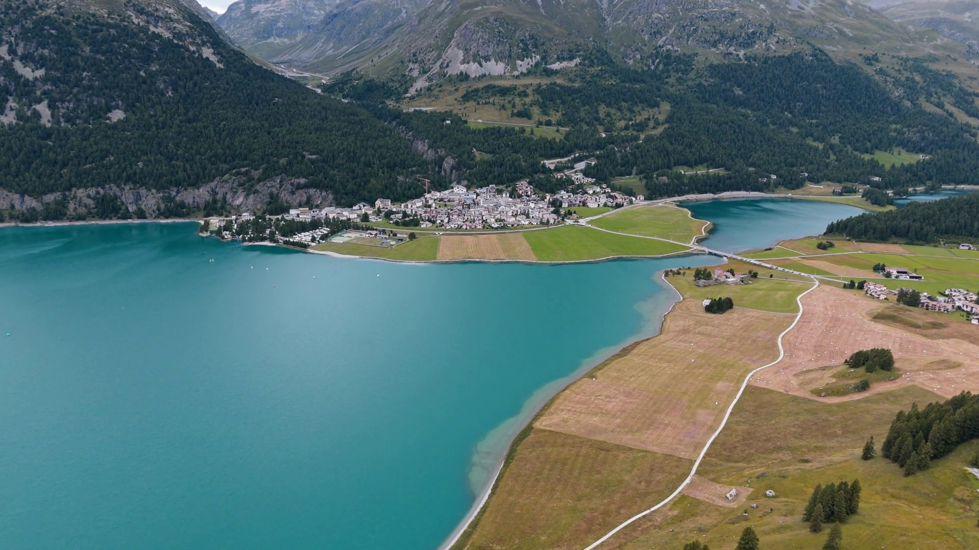 Top View Of St Moritz Lake Reflecting Summer Stock Footage SBV ...