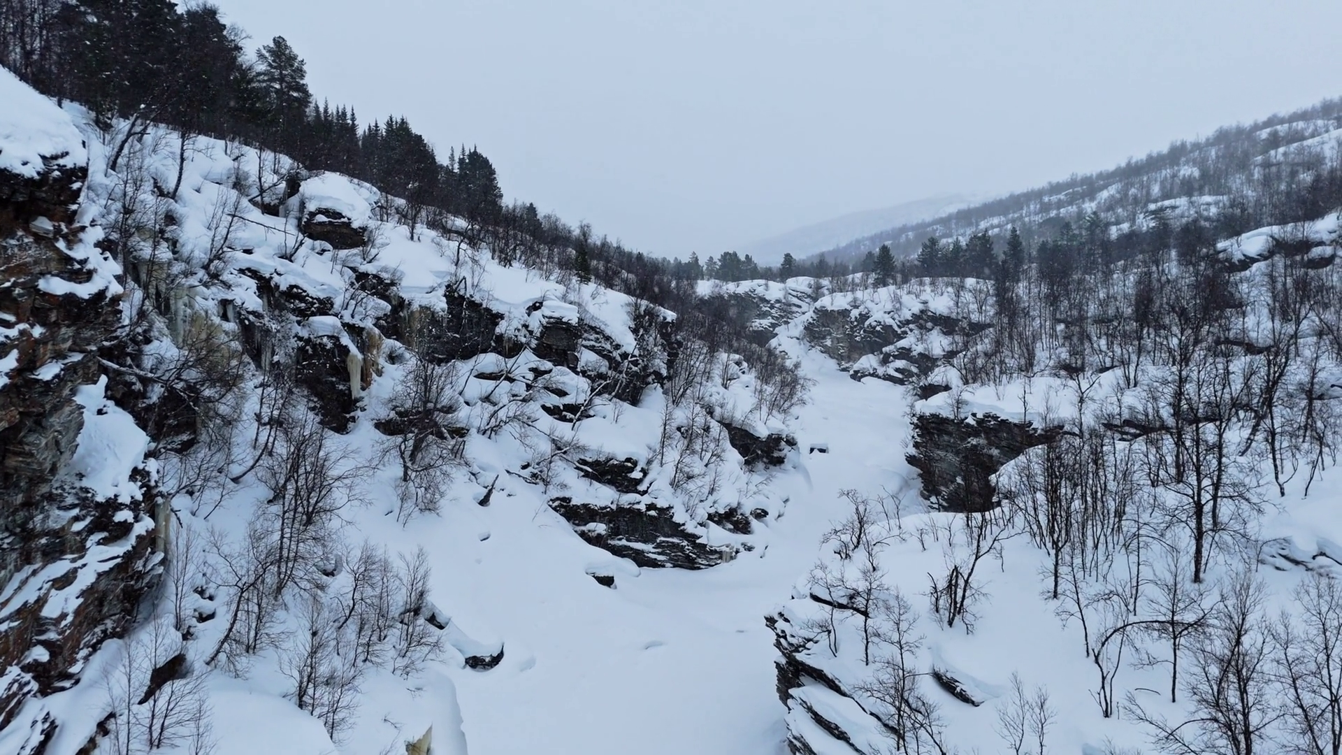 Aerial View Of Snowy Norwegian Fjords Stock Footage SBV-352053991 ...