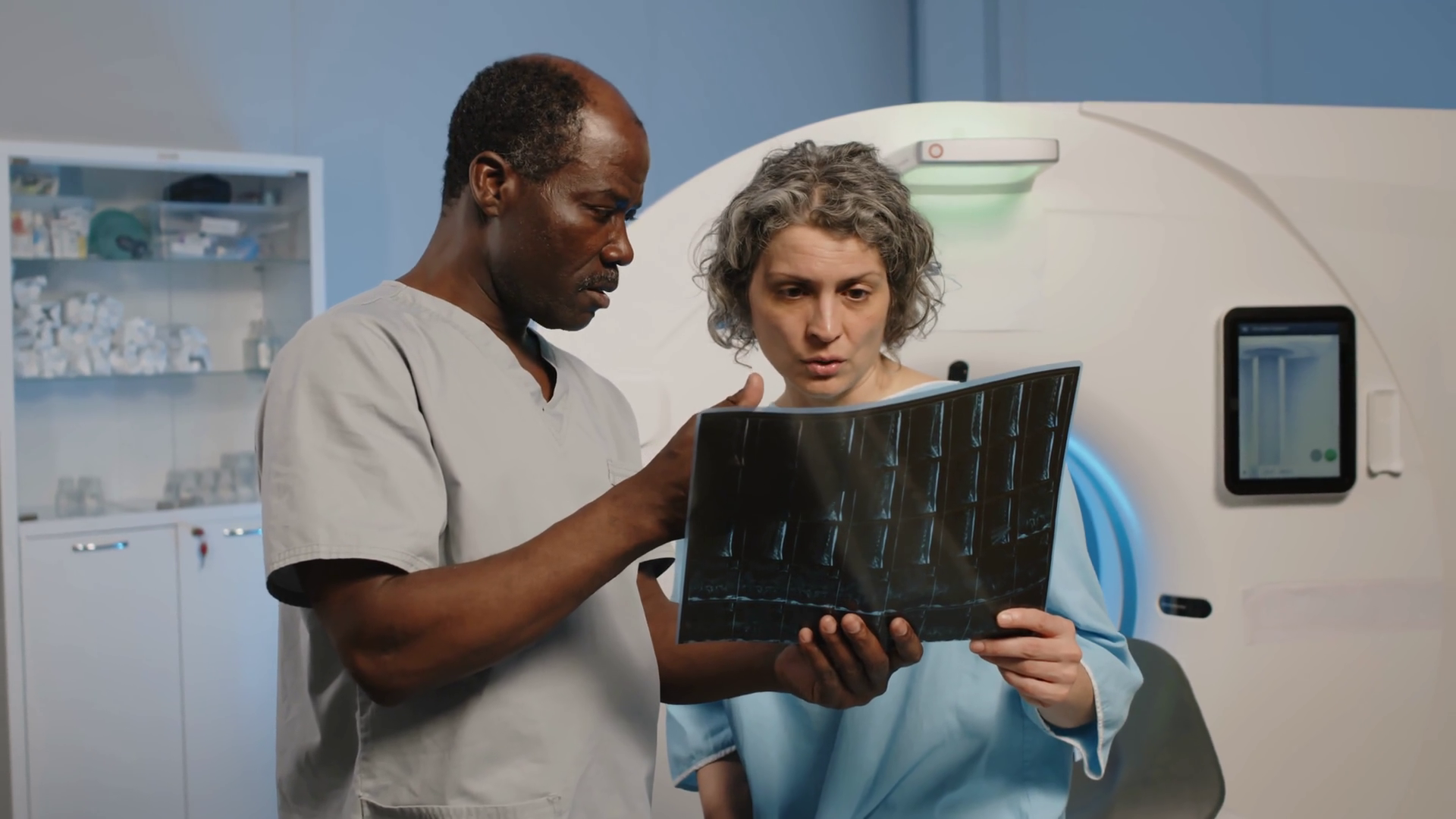 African American Radiologist Showing X-ray Stock Footage SBV-351981519 ...