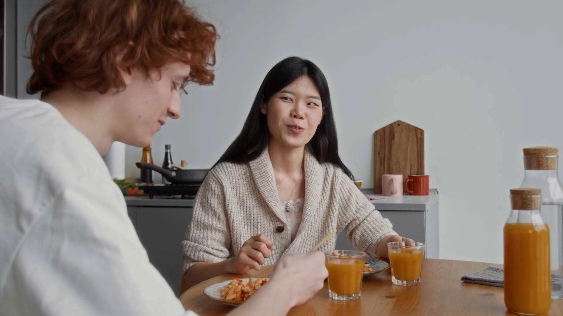 Cheerful Diverse Young Couple Speaking With Stock Footage SBV-352059739 ...