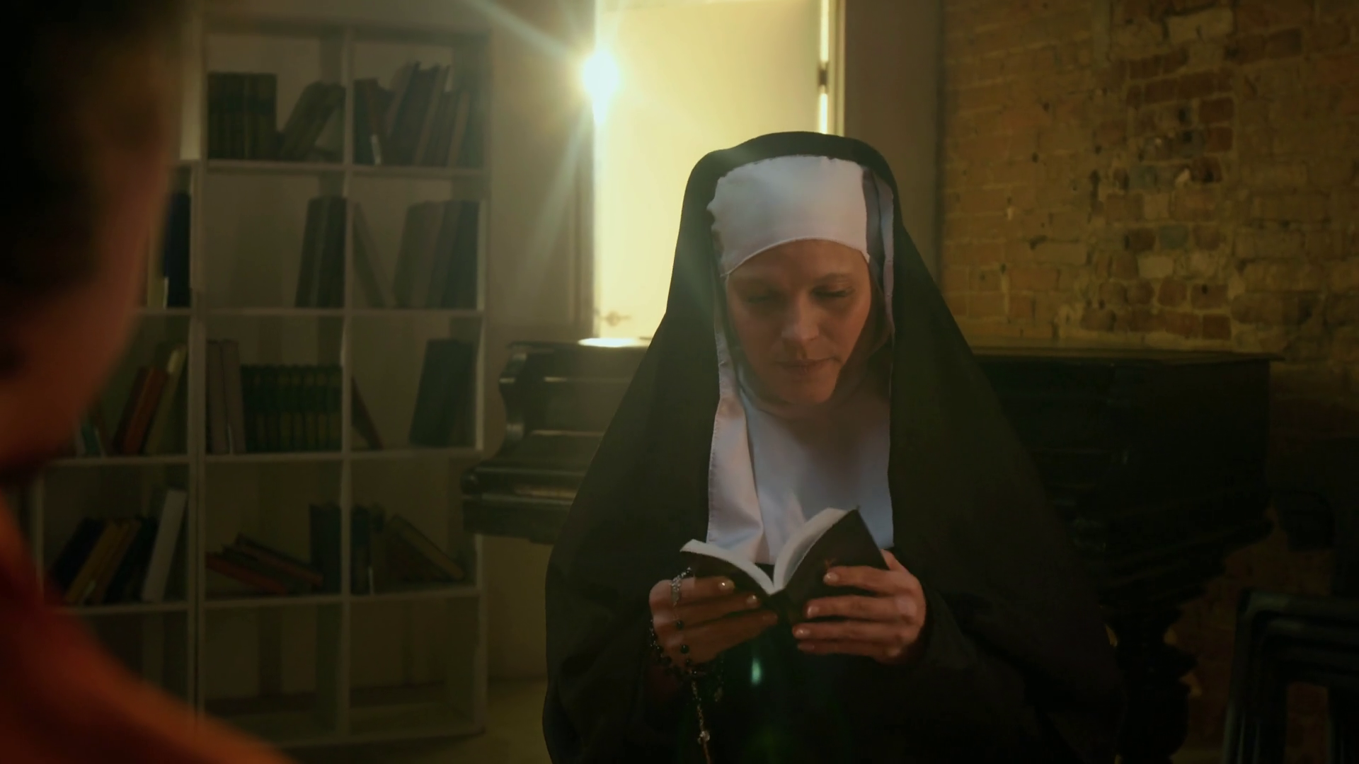 Over Shoulder View Of Nun Wearing Religious Stock Footage SBV-352078273 ...