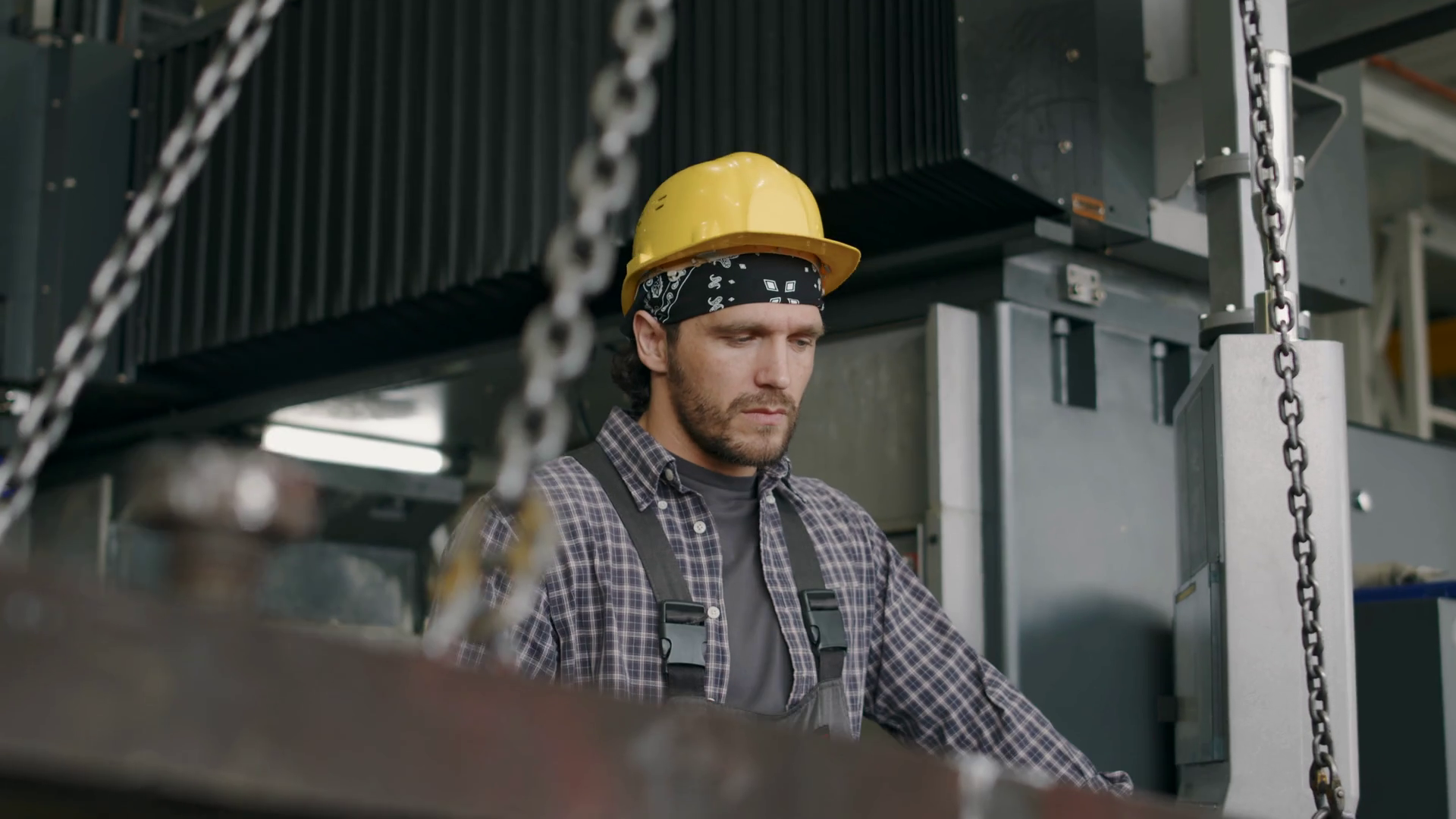 Male Factory Worker Using Lifting Gear In Stock Footage SBV-351939798 ...