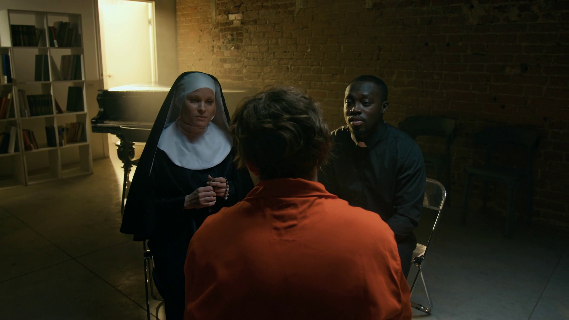 Zoom Out Shot Of Nun Pastor Having Stock Footage SBV-352077959 ...