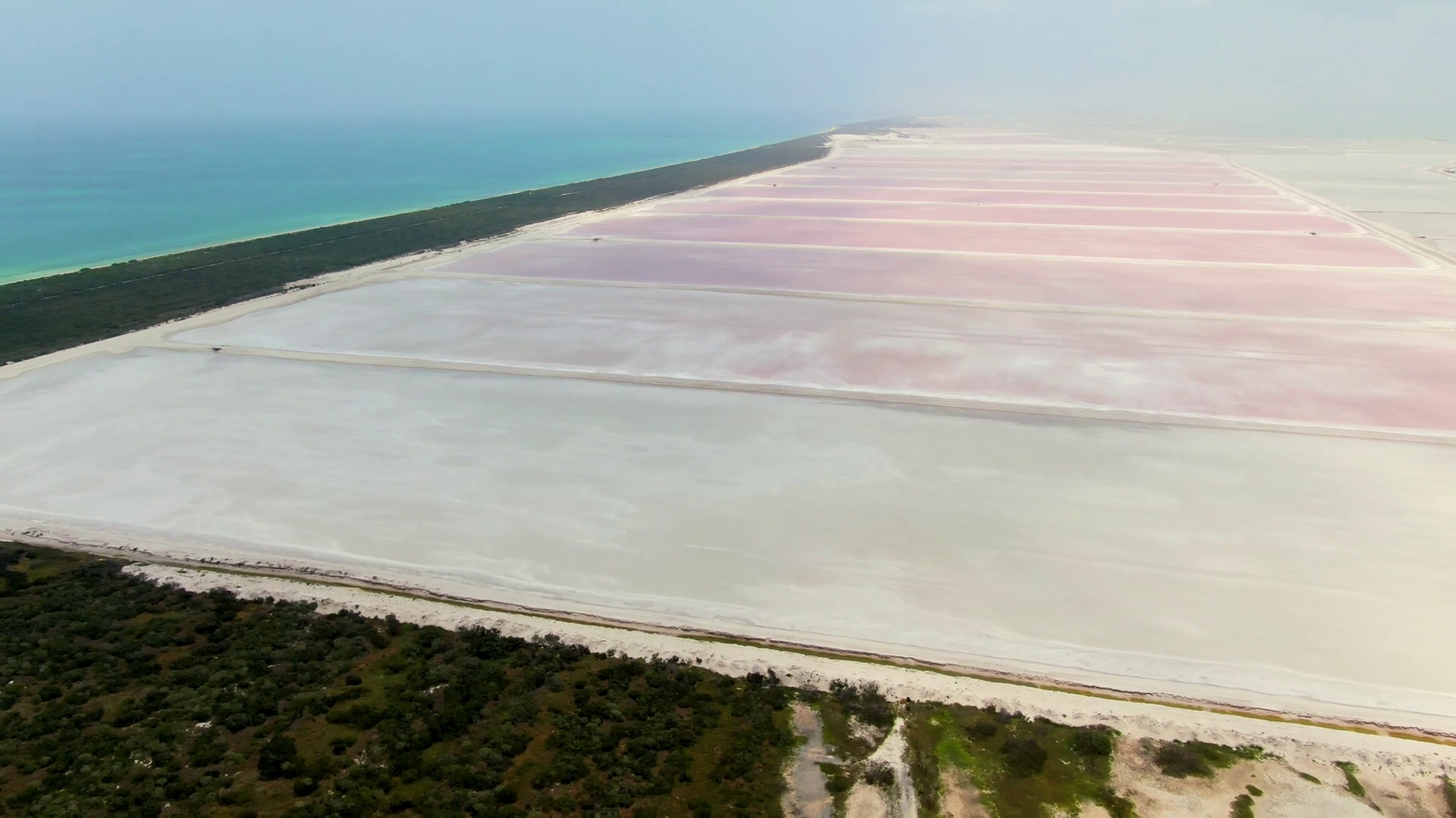 Pink Salt Beach Aerial Drone In Yucatan Las Stock Footage SBV-347329305 ...