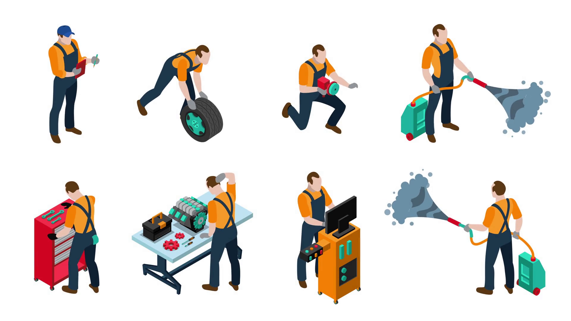 Car Service Isolated Video Animation Footage Stock Motion Graphics SBV ...