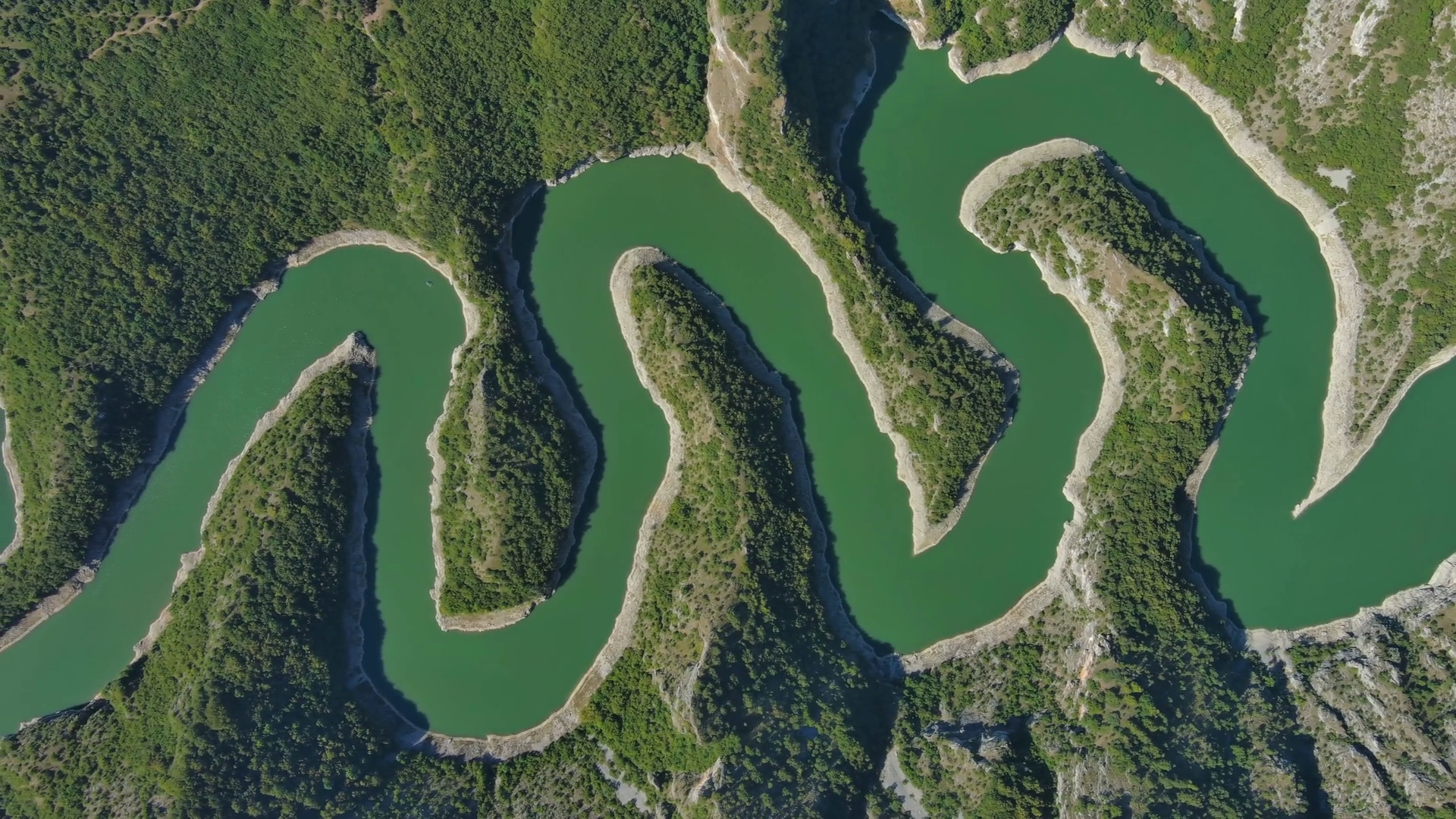 Aerial Top View Of Curved Meanders In Canyon Stock Footage SBV ...