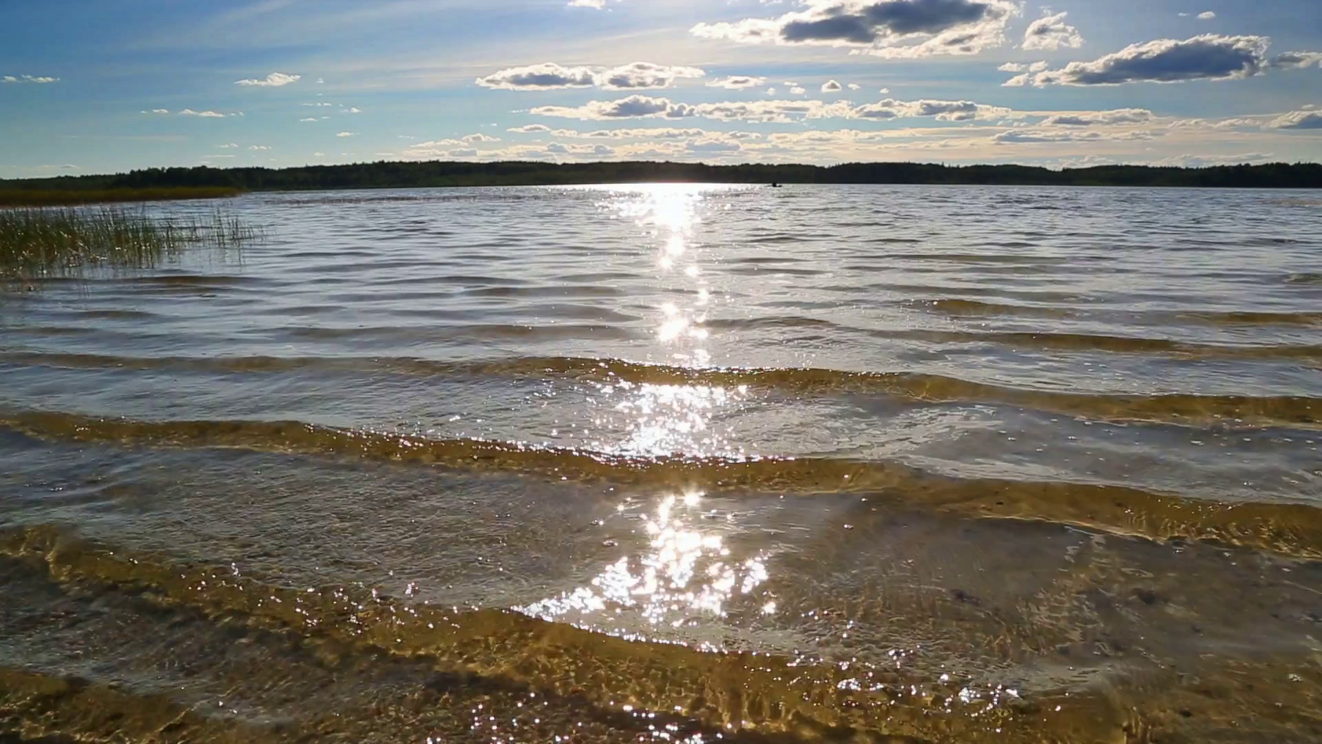Lake Landscape With Shallow Sand Bottom Stock Footage SBV-347632957 ...