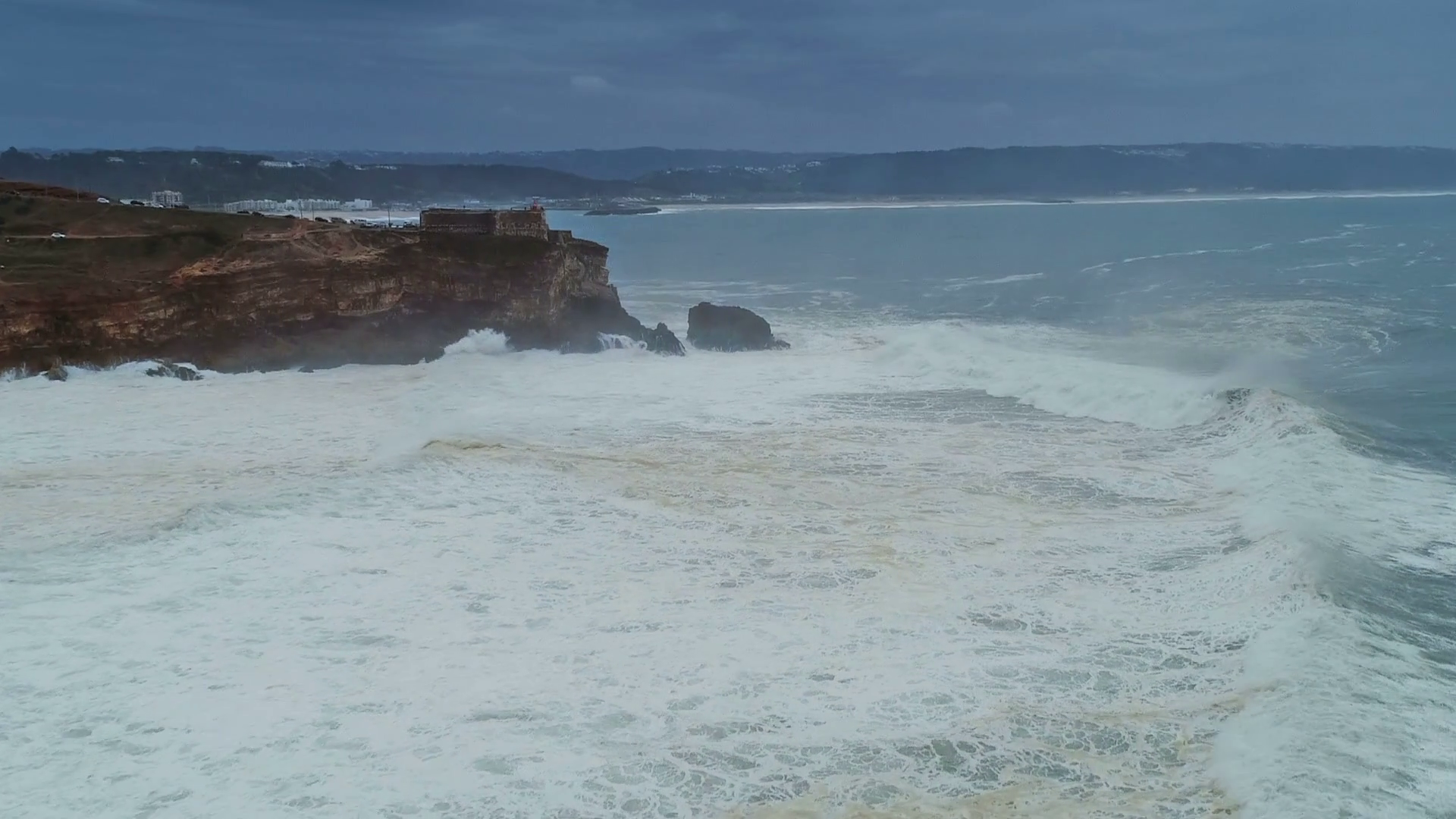 Lighthouse On Cliff With Fortress In Nazare Stock Footage SBV-347393924 ...