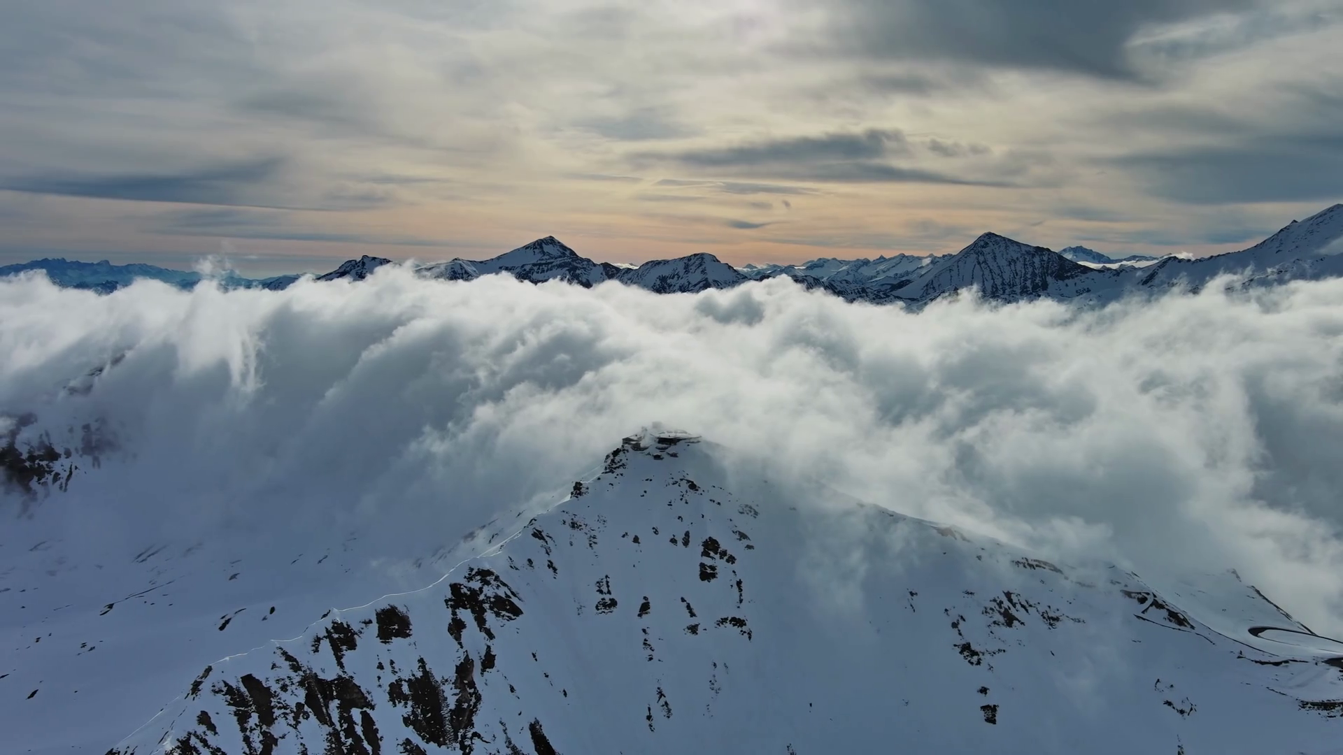 Aerial View Of Snow Mountain Range Landscape Stock Footage SBV ...