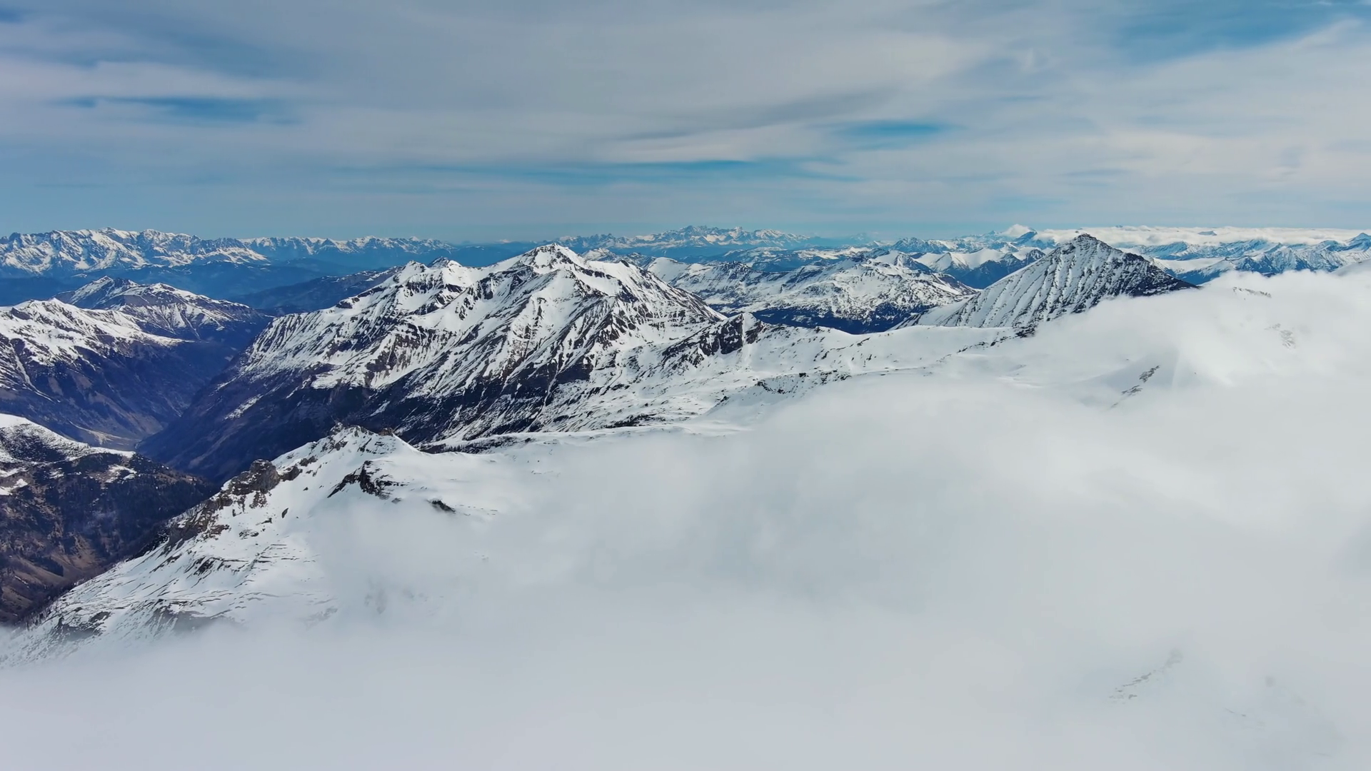 Aerial Panorama View Of Snow Mountain Range Stock Footage SBV-348613379 ...