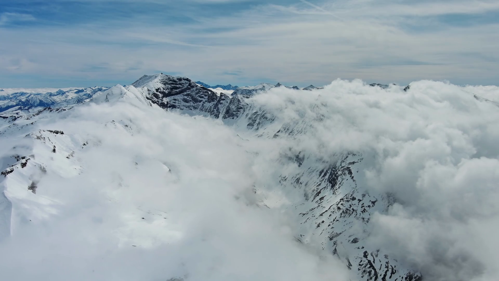 Aerial View Of Snow Mountain Range Landscape Stock Footage SBV ...